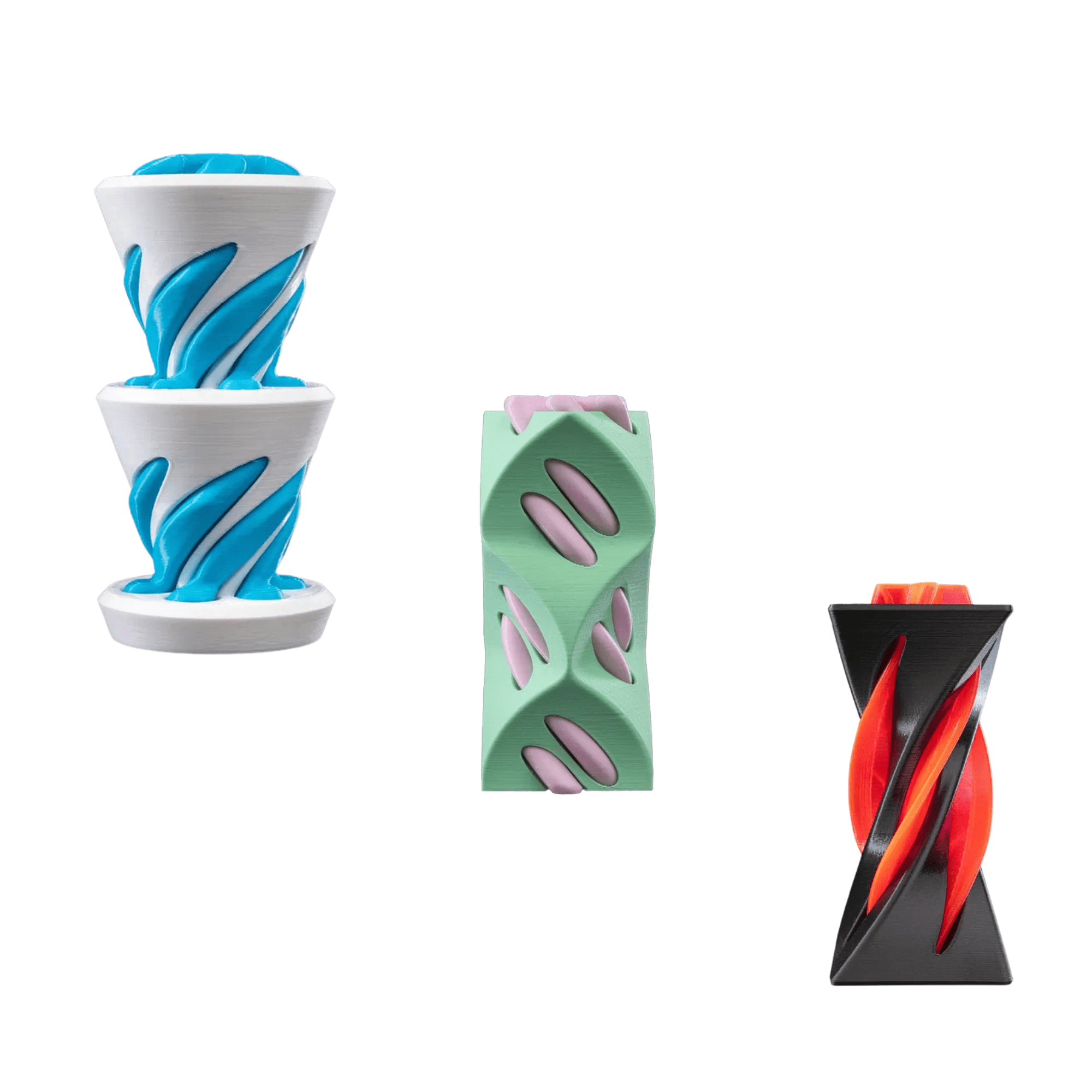 3D Printed Helix Illusion Sculpture Set – 3 Unique Pieces – Fidget ...