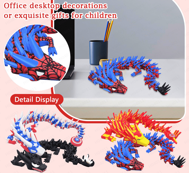 3D Printed Iron Dragon - Four Dragons! - Articulated Fidget Toy ...