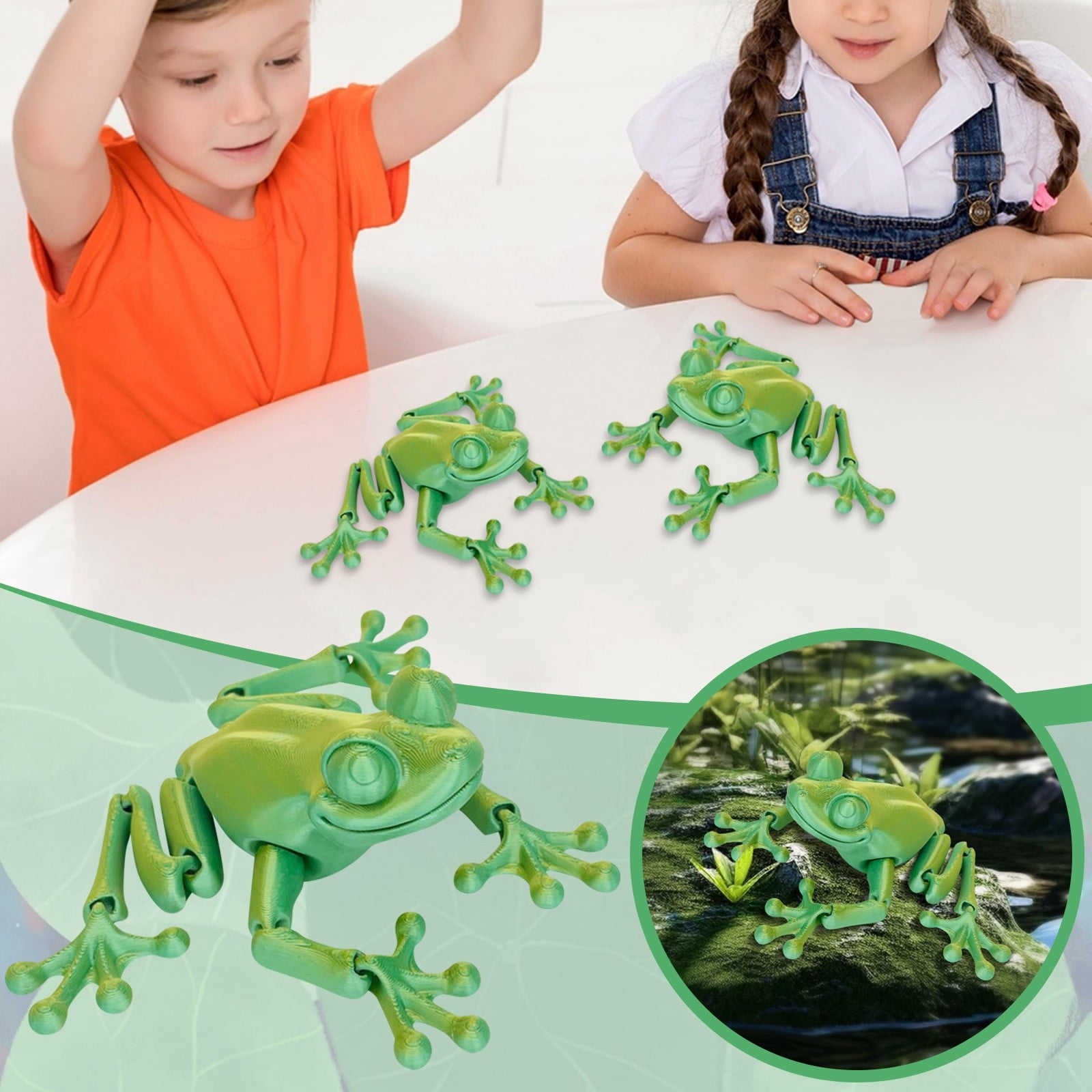 3D Printed Joint Movable Frog Children's Toy 3D Amphibian Toy Ornament ...