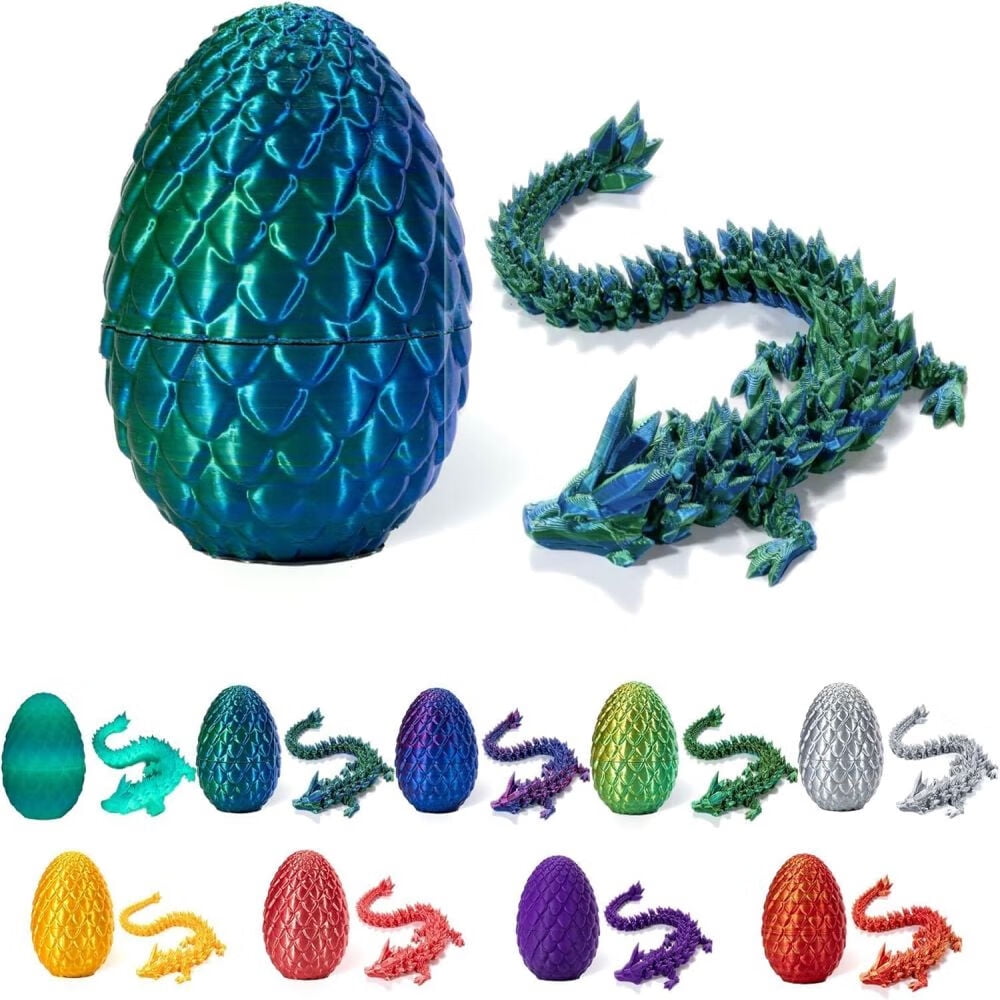 3D Printed Loong in Egg,Full Articulated Loong Crystal Loong with Loong ...