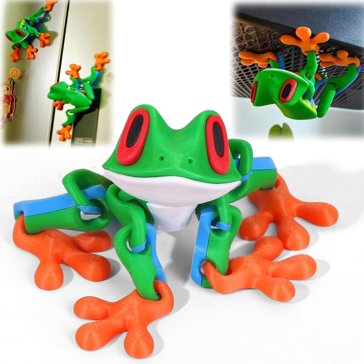 3D Printed Magnetic Frog Refrigerator Magnet - Articulated Frog Decor ...