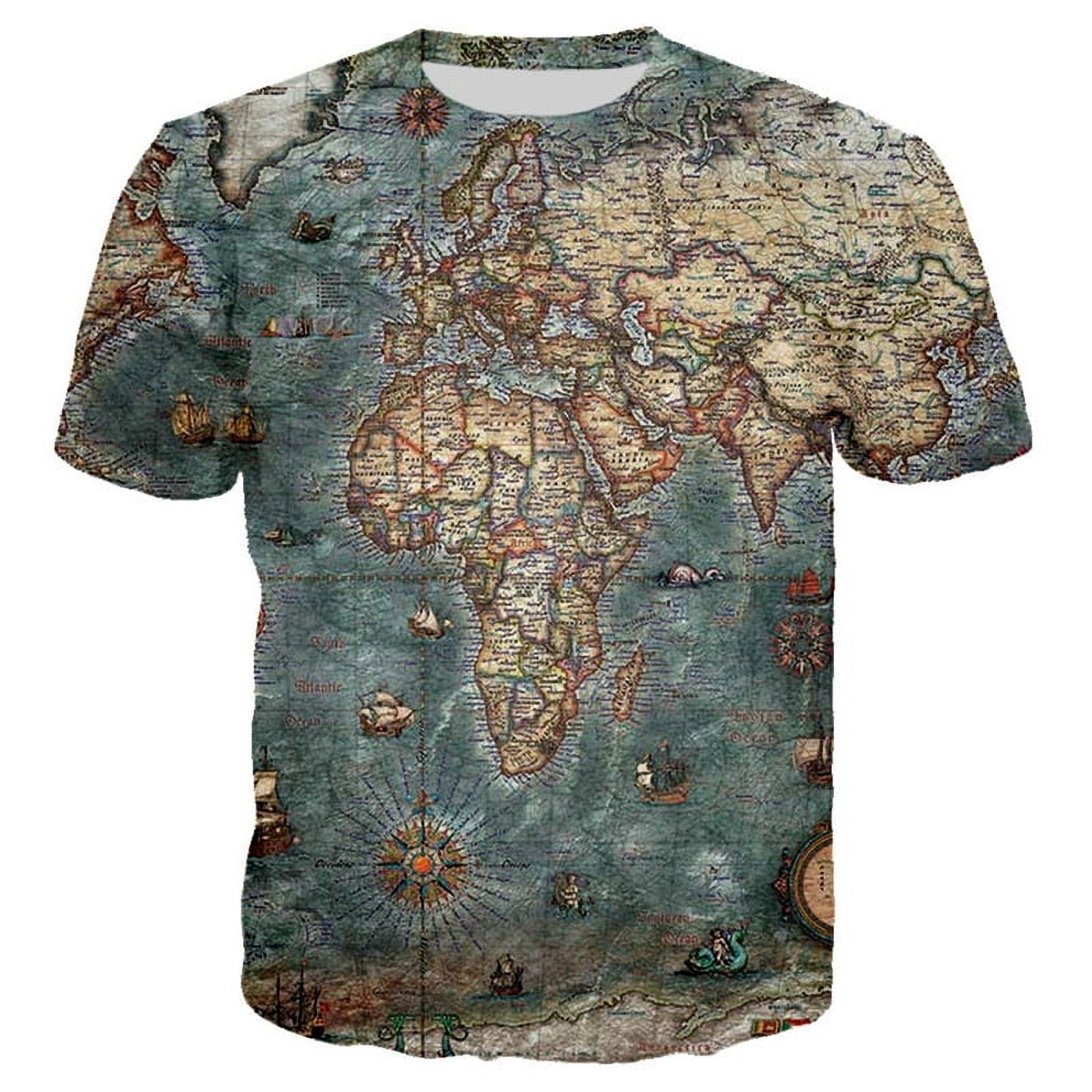 3D Printed Map TShirt For Men Funny Animal Pattern Tees Summer Overd ...
