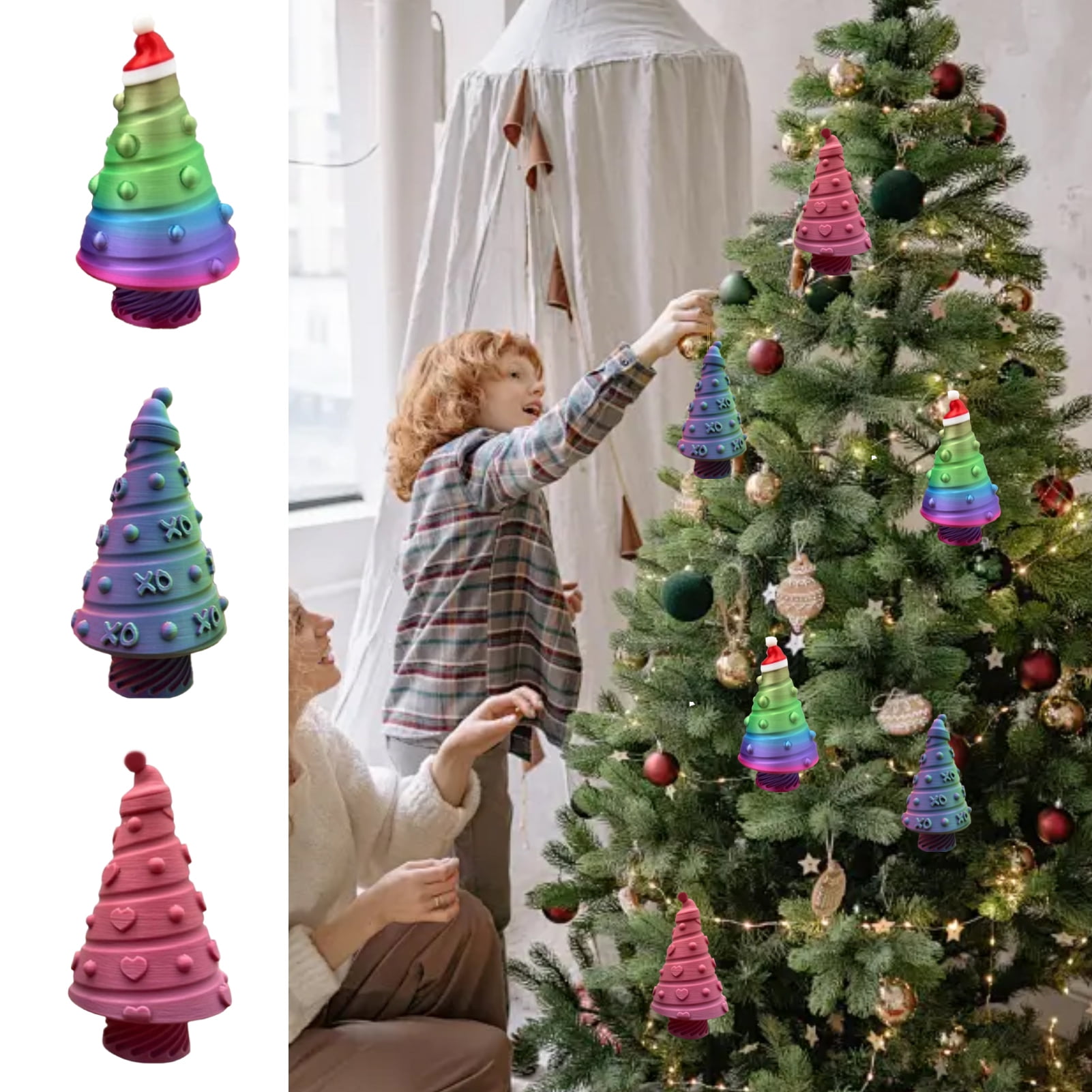 3D Printed Mini Christmas Tree Tabletop Tree Stash Ornament with Hidden ...