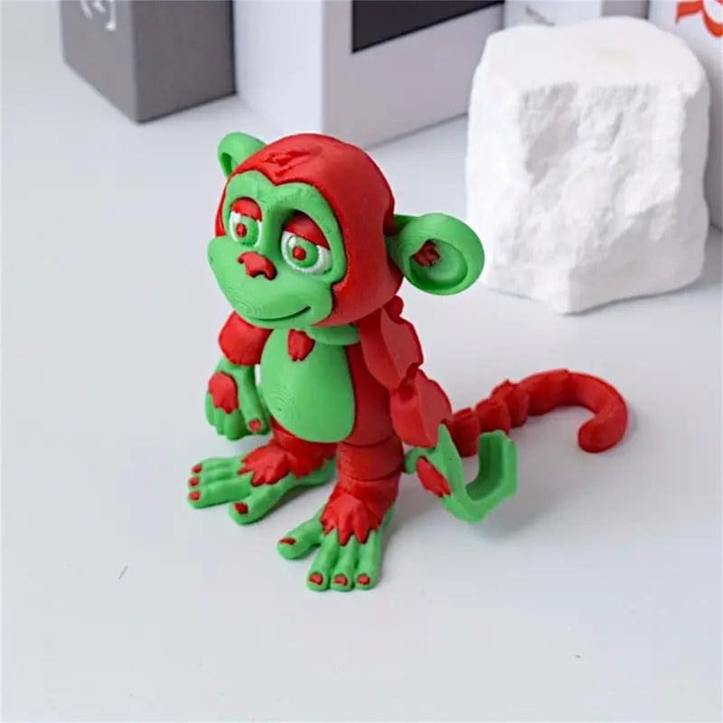 3D Printed Monkey Figurines - Multi-Color Handcrafted Animal Ornaments for Home, Office ...