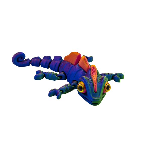 3D Printed Multi-Color Articulated Chameleon Figurine Desktop Decor ...