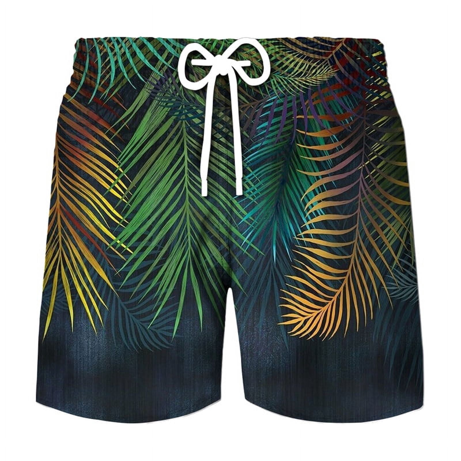 3D Printed Natural Plants Beach Shorts Men Casual Hawaii Swimsuit Quick ...