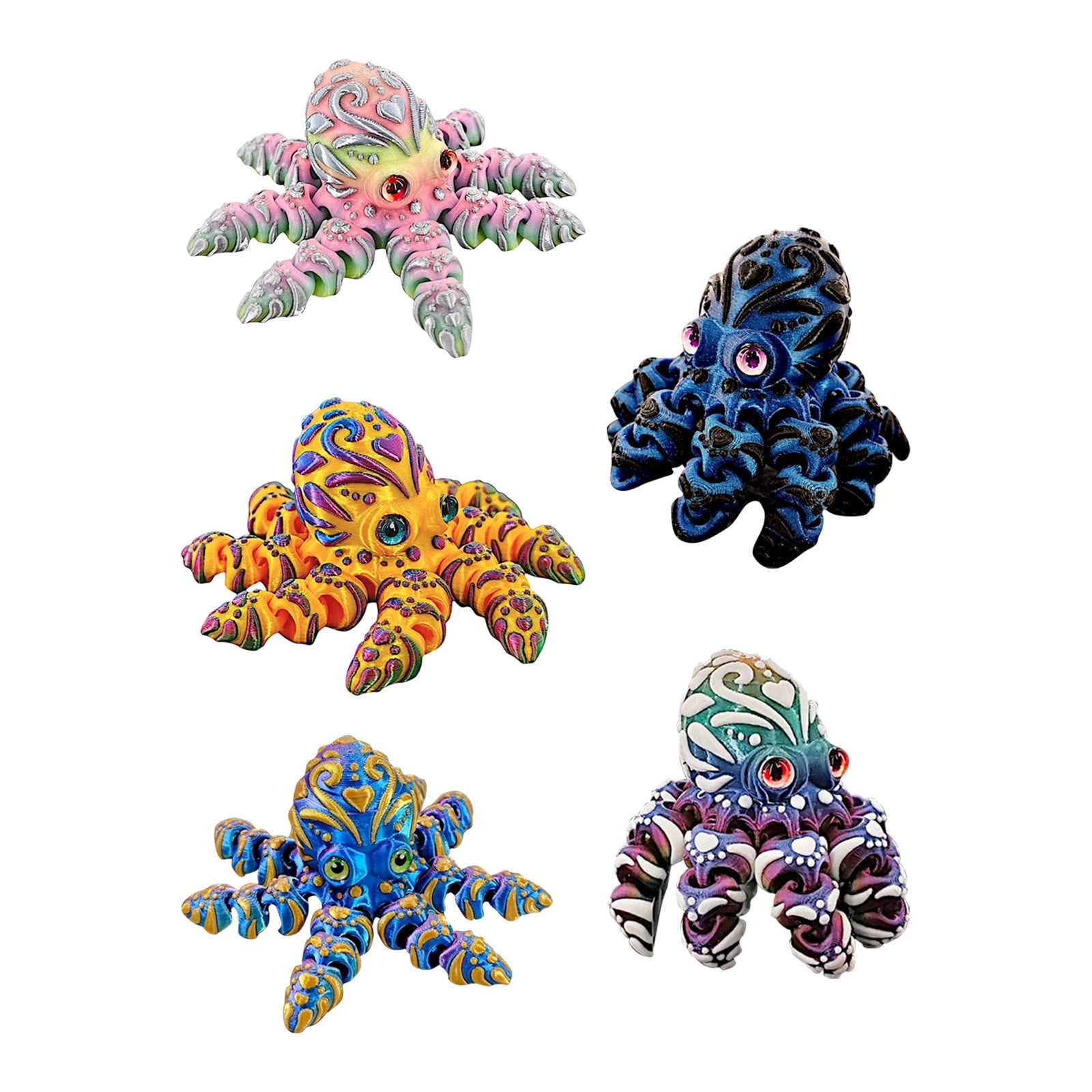 3D-Printed Octopus Action Figure with Posable Joints and Glow-in-the ...
