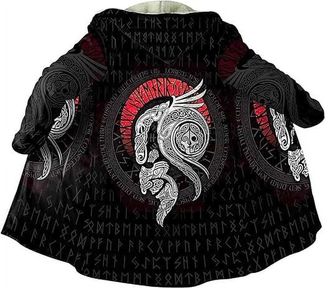3D Printed Odin Warrior Men's Viking Hooded Cloak Faux Cashmere Thick ...