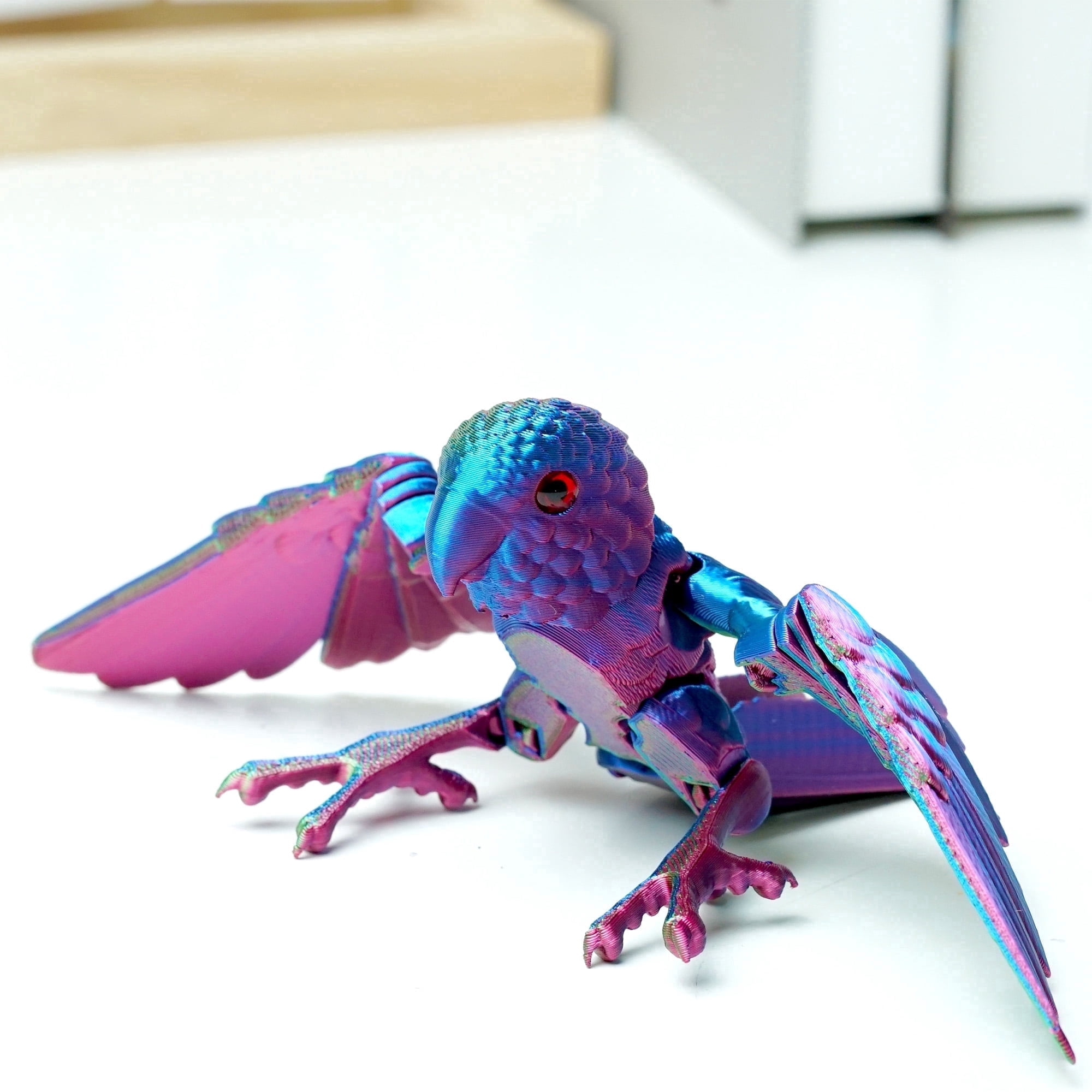 3D Printed Parrot Model,Flexible Animals Toy Statue,Bird with Wing ...