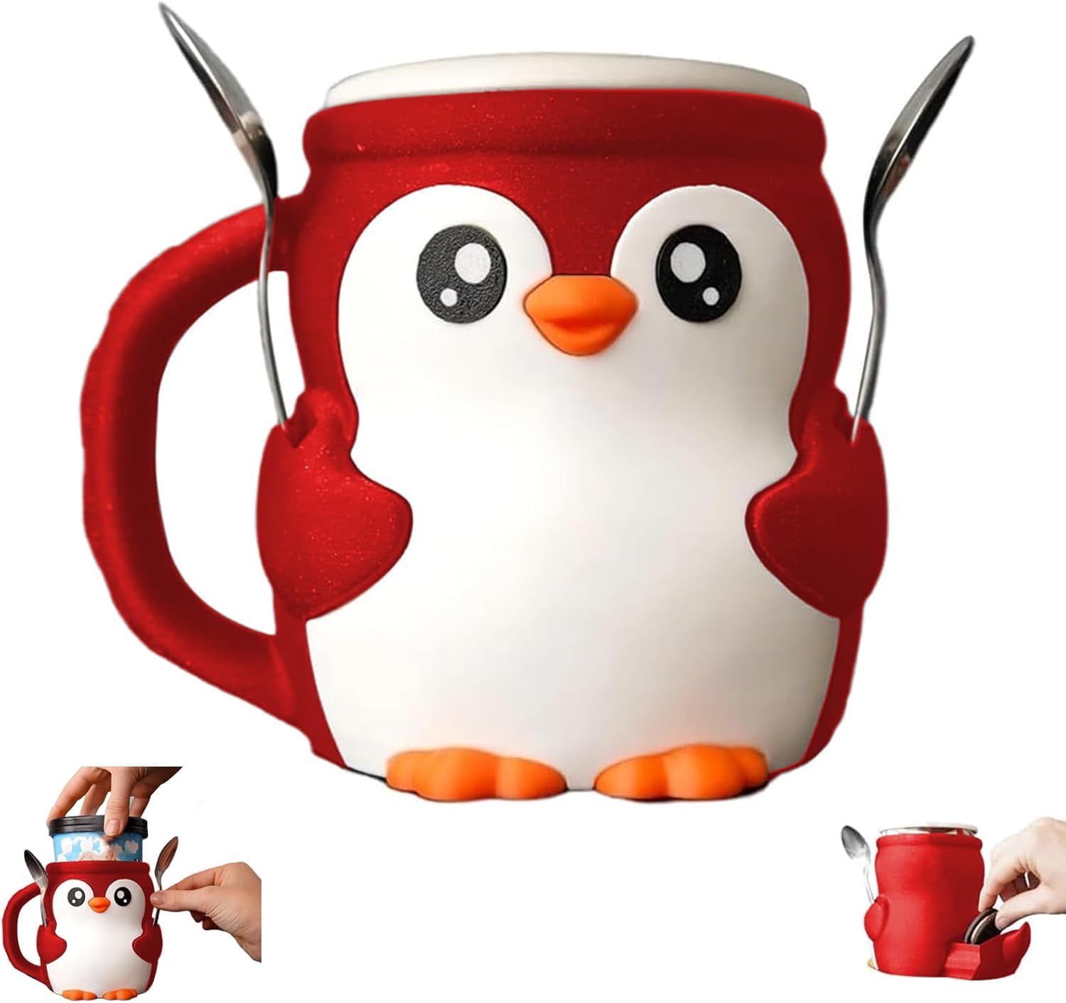 3D Printed Penguin Ice Cream Pint Holder with Handle – Leak-Proof Cozy ...