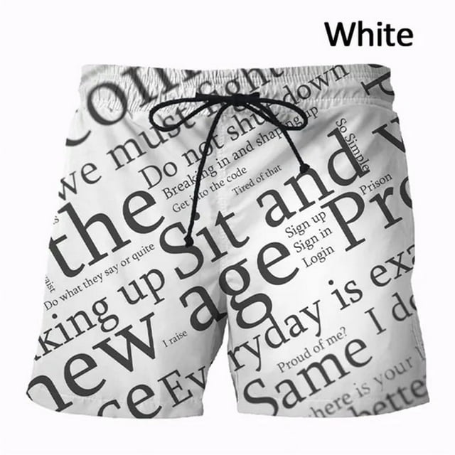 3D Printed Personality Newspaper Pattern Beach Shorts For Men Casual ...