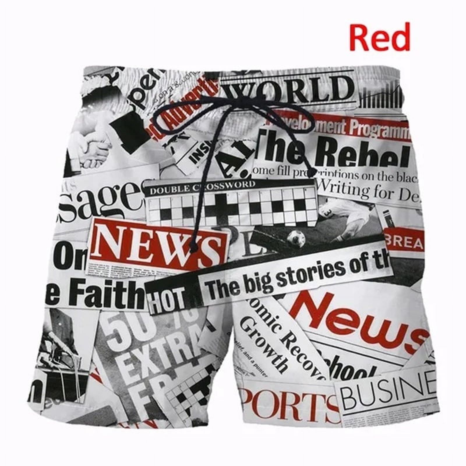 3D Printed Personality Newspaper Pattern Beach Shorts For Men Casual ...