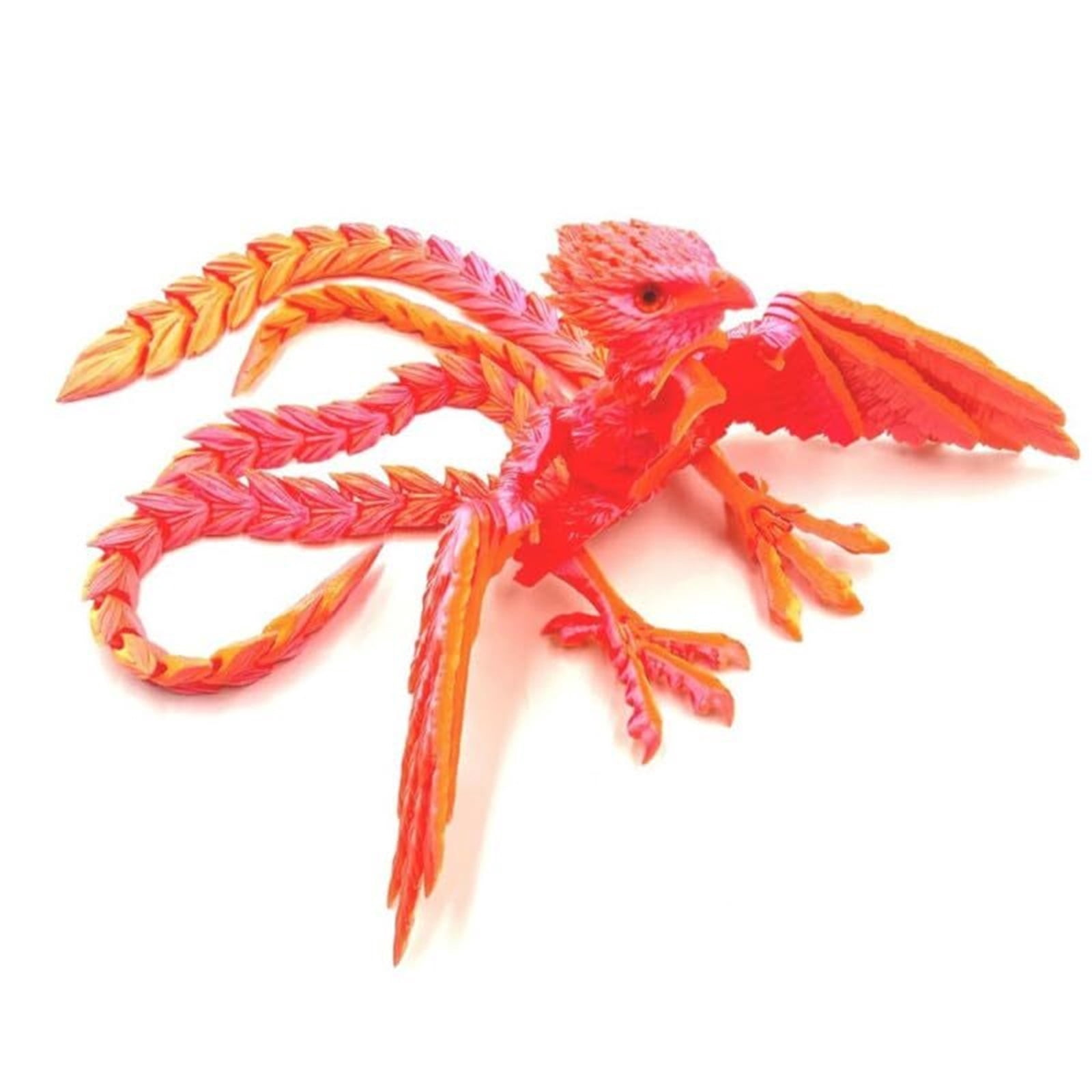3D Printed Phoenix Bird - Articulated Wings & Tail, Poseable Desk Pet ...