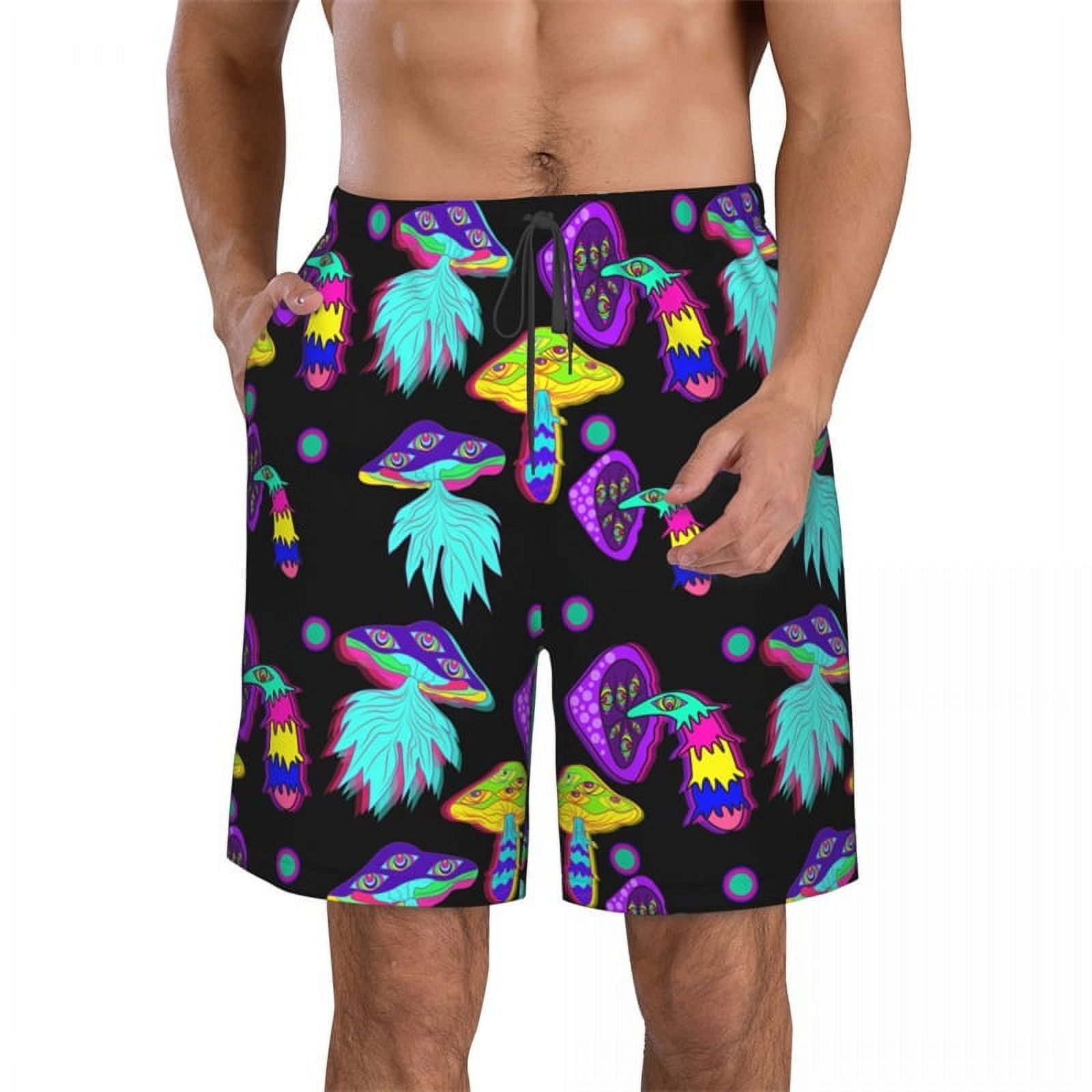 3D Printed Plants Mushroom Graphic Beach Shorts For Men Summer Surf ...