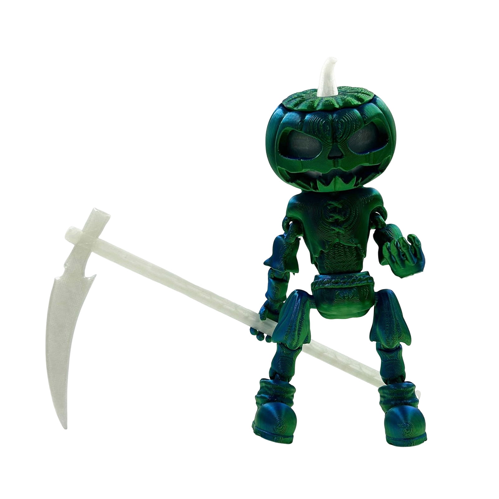 3D Printed Pumpkin Man Figurine Movable Joints Halloween Pumpkin Reaper ...
