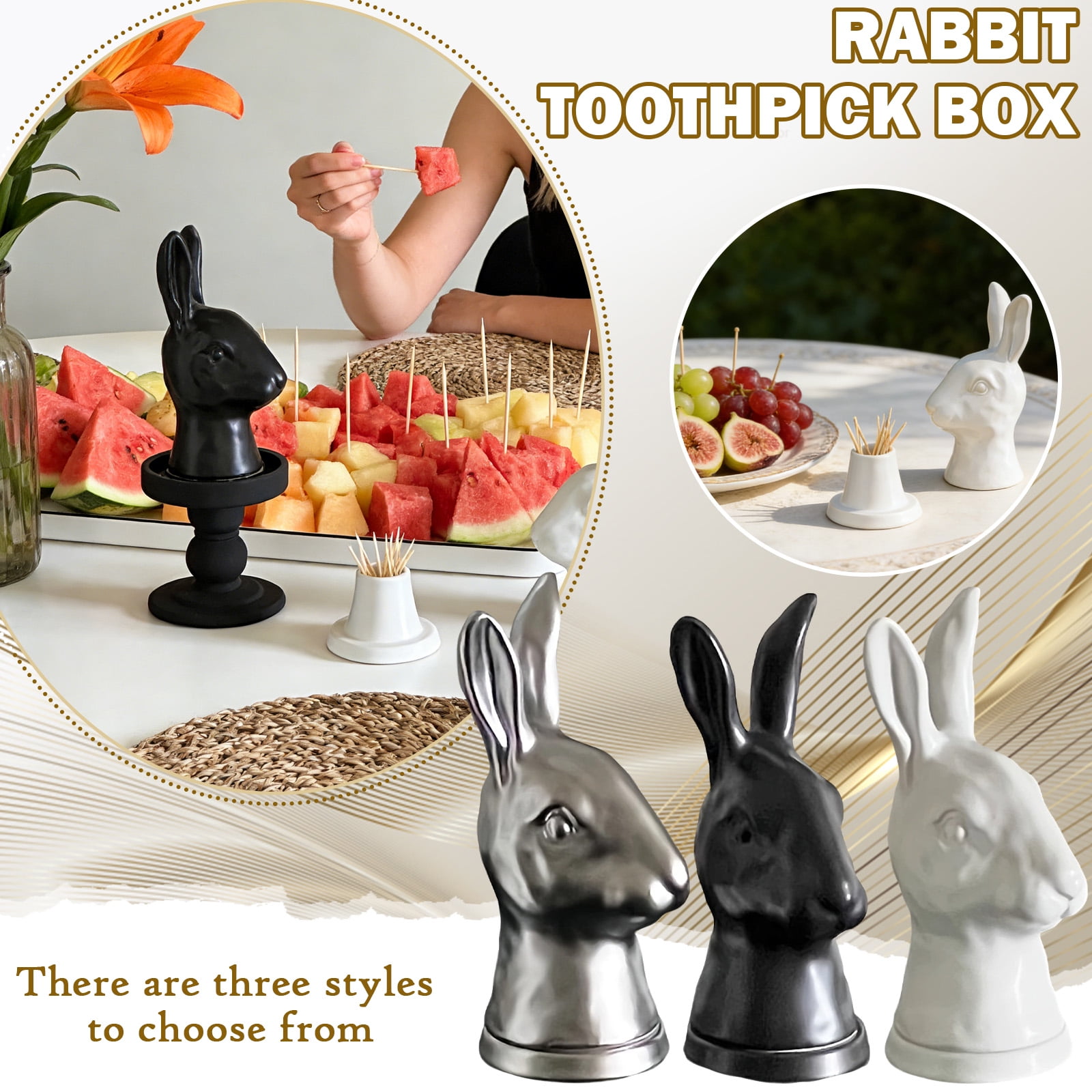 3D Printed Rabbit Statue Toothpick Holder - Cute Kitchen & Dining Table ...