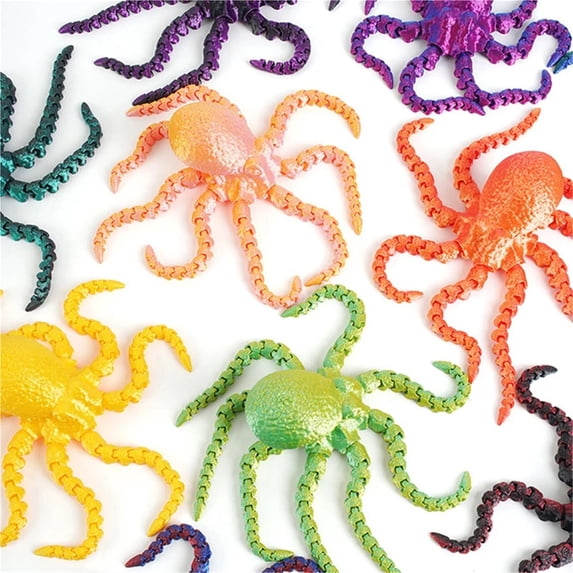3D Printed Realistic Octopus with Movable Tentacles Sea Animal Figurine ...