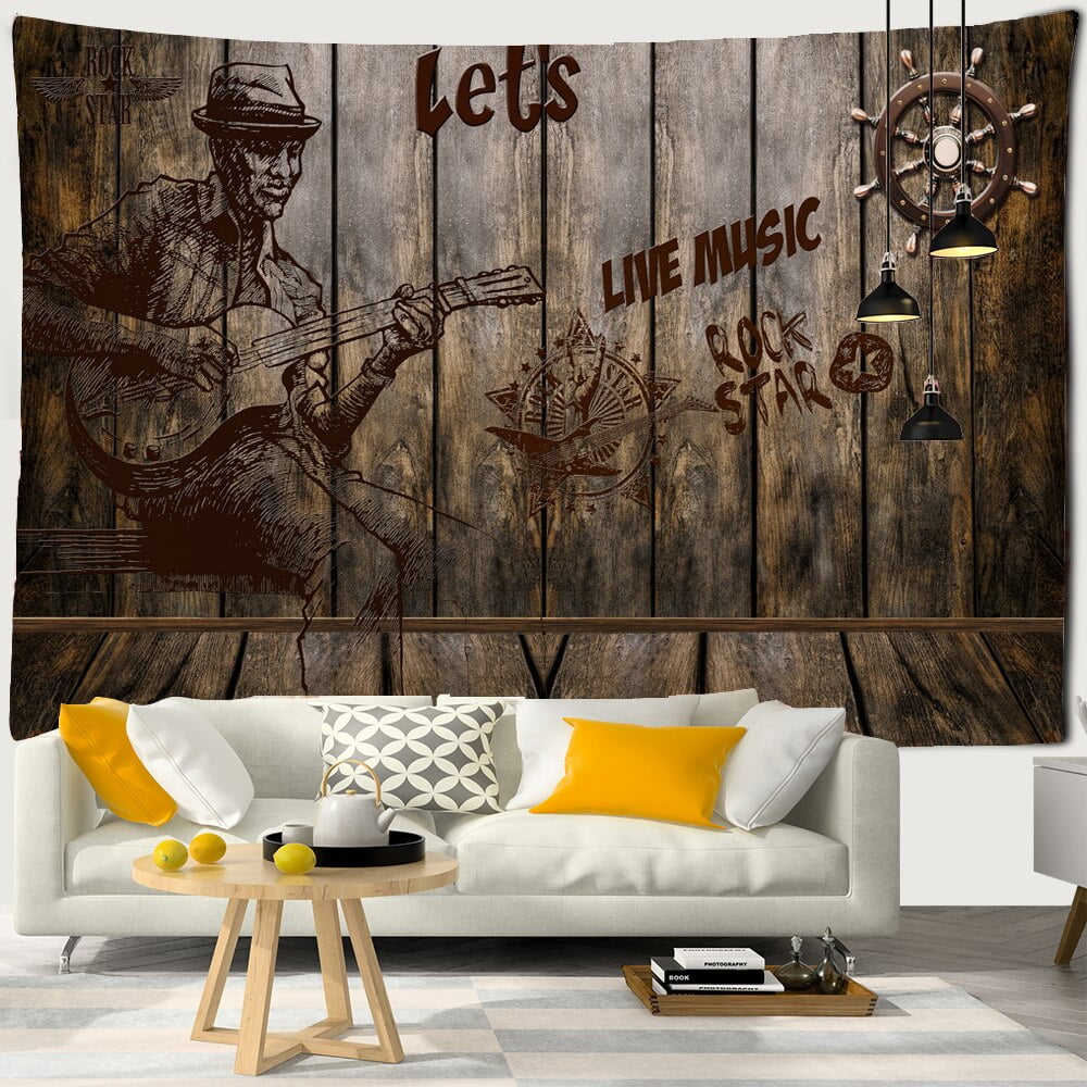 3D Printed Retro Personality Art Wood Grain Tapestry Wall Hanging Boho ...
