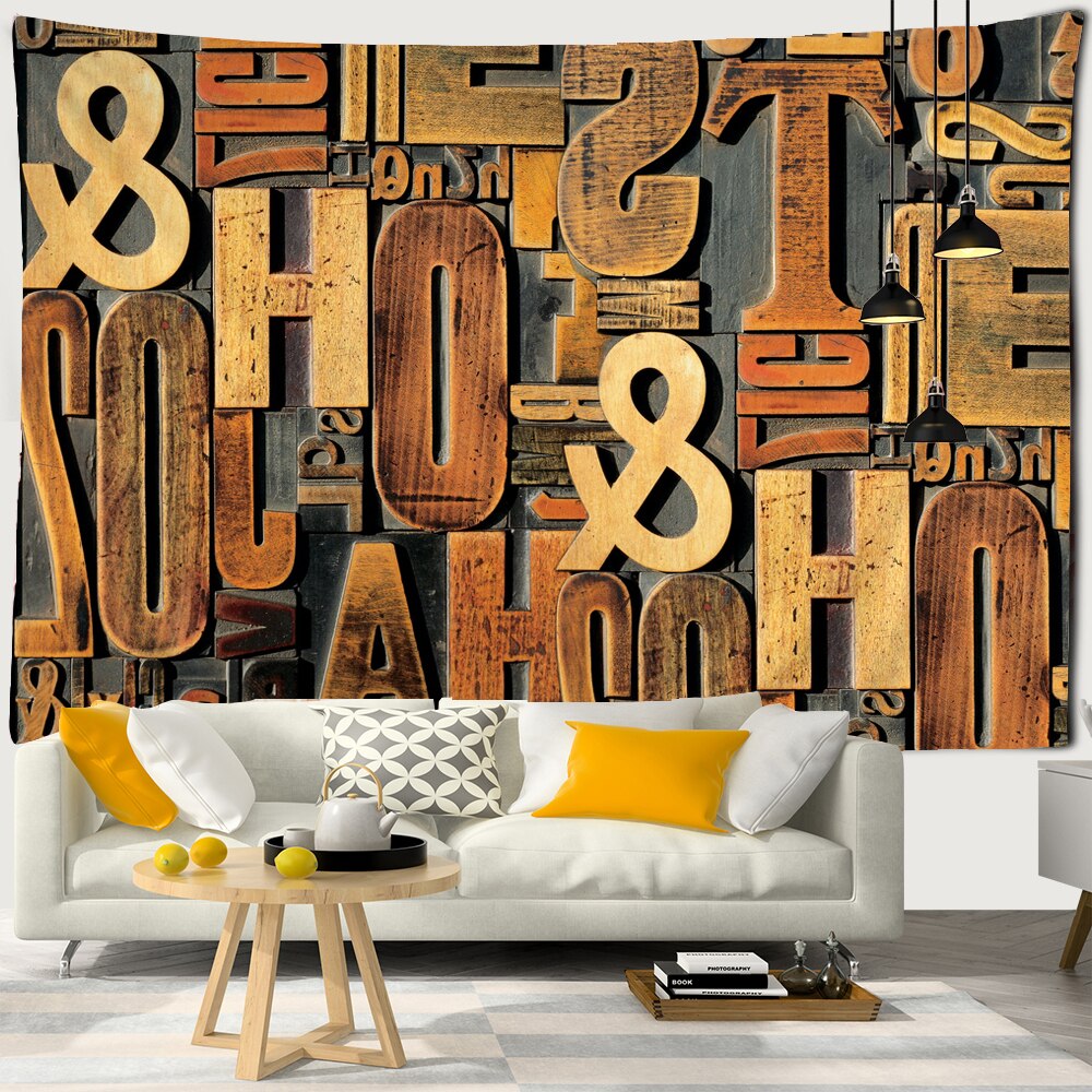 3D Printed Retro Personality Art Wood Grain Tapestry Wall Hanging Boho ...