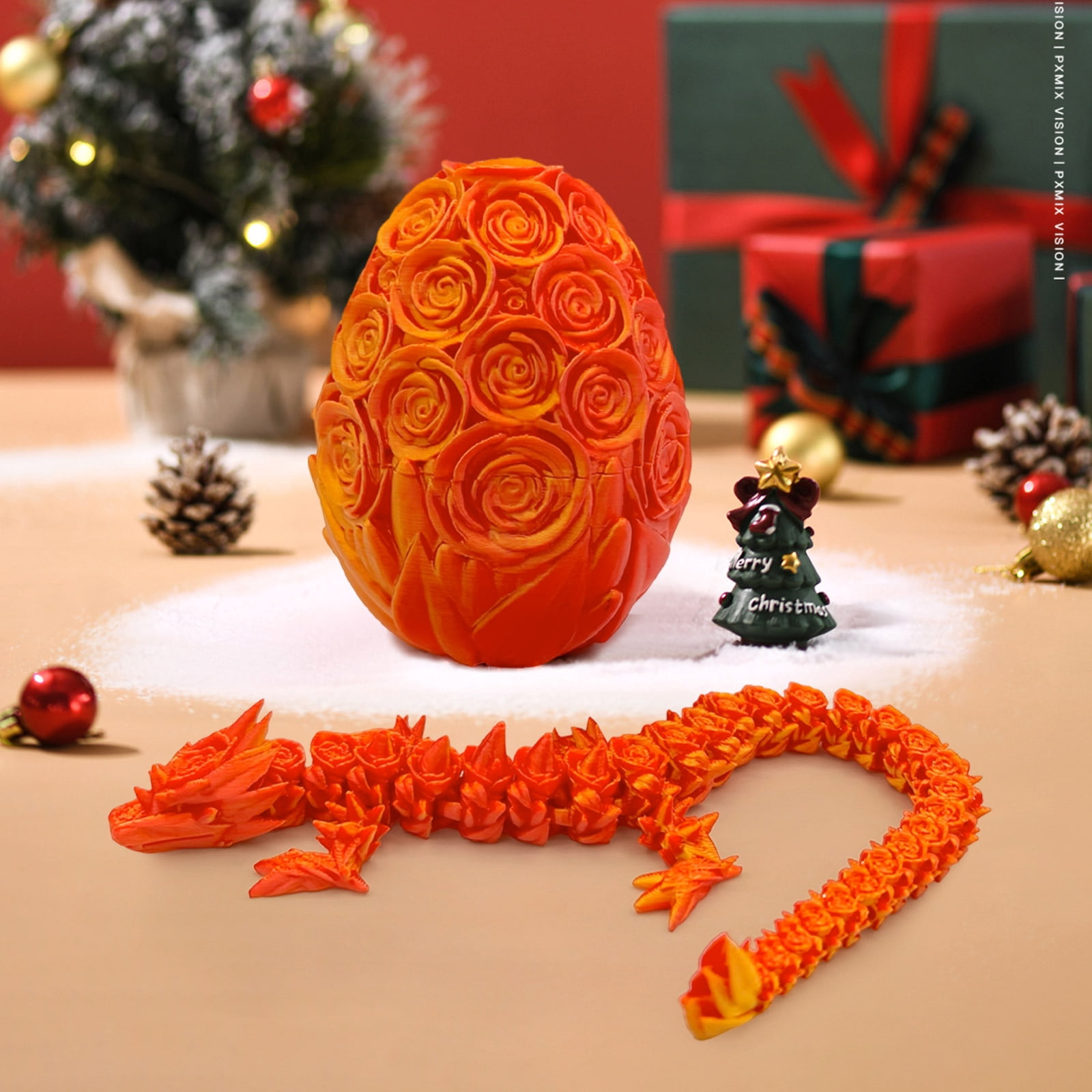 3D Printed Rose Dragon Egg, Crystal Dragon Fidget Toy Full Articulated ...