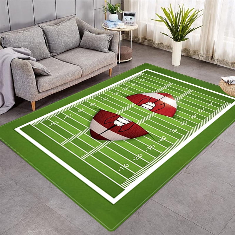3D Printed Rugby Green Style Home Non-slip Rug Washable Rug Decoration ...