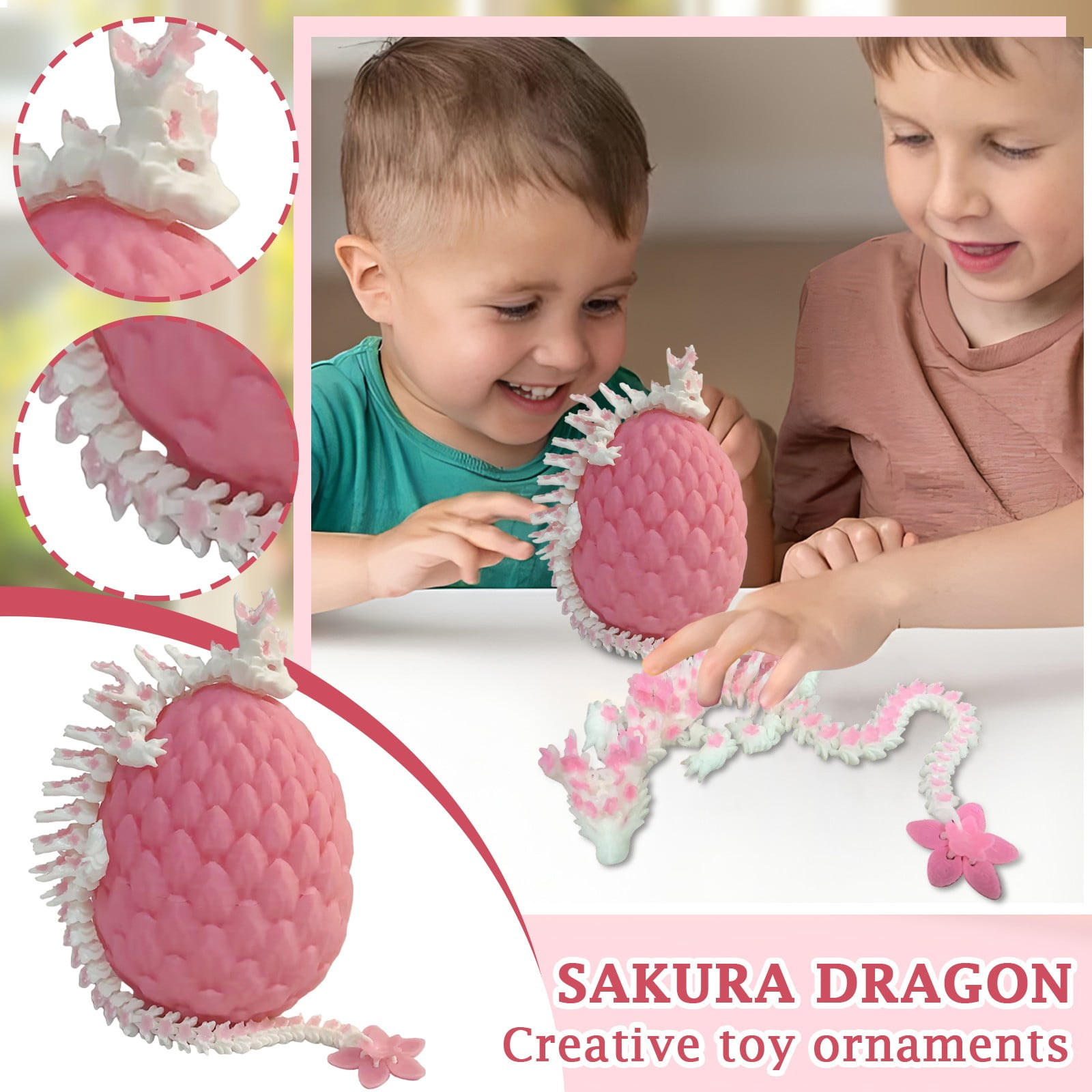 3D-Printed Sakura Dragon Egg Gemstone Toy - Magical Crackable Dragon ...