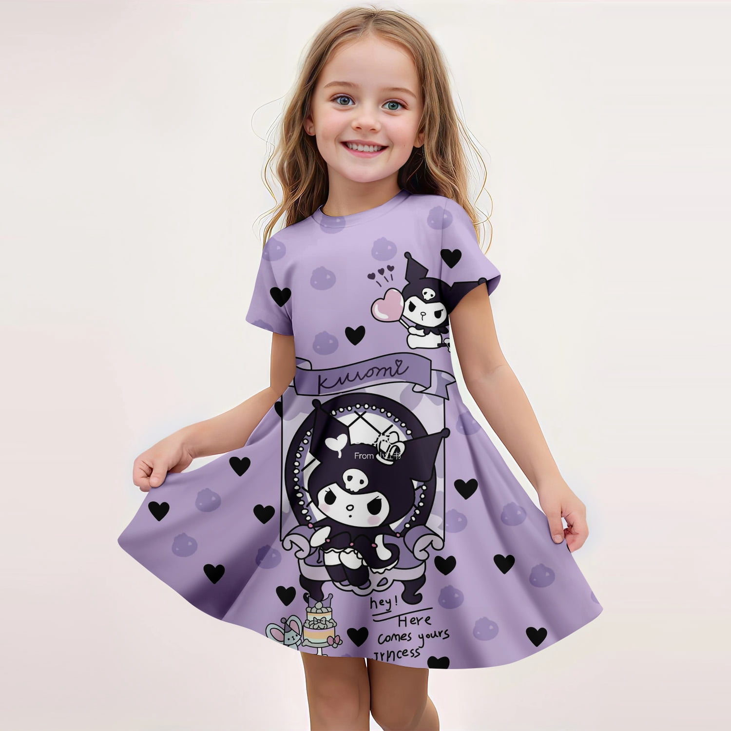 3D Printed Sanrio Fashion Cartoon Pattern Cute Short Sleeved Dress ...
