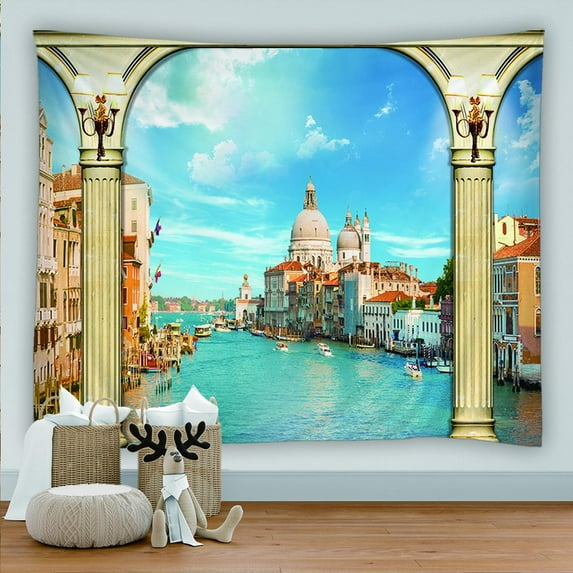 3D Printed Seaview Room Tapestry Beach Plant Nature Scenery Wall ...