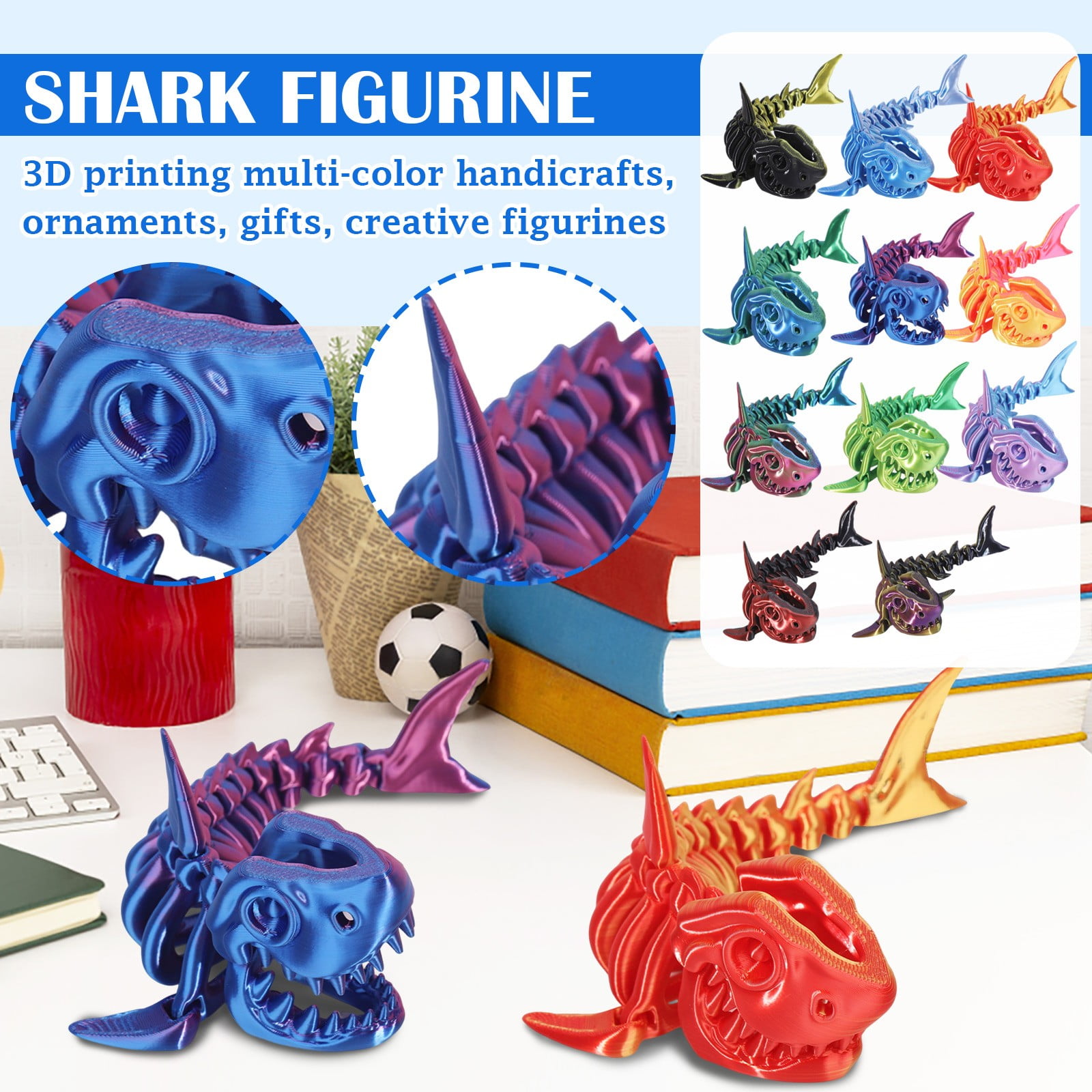3D Printed Shark Toys with Movable Joints – Fun Movable Skeleton ...
