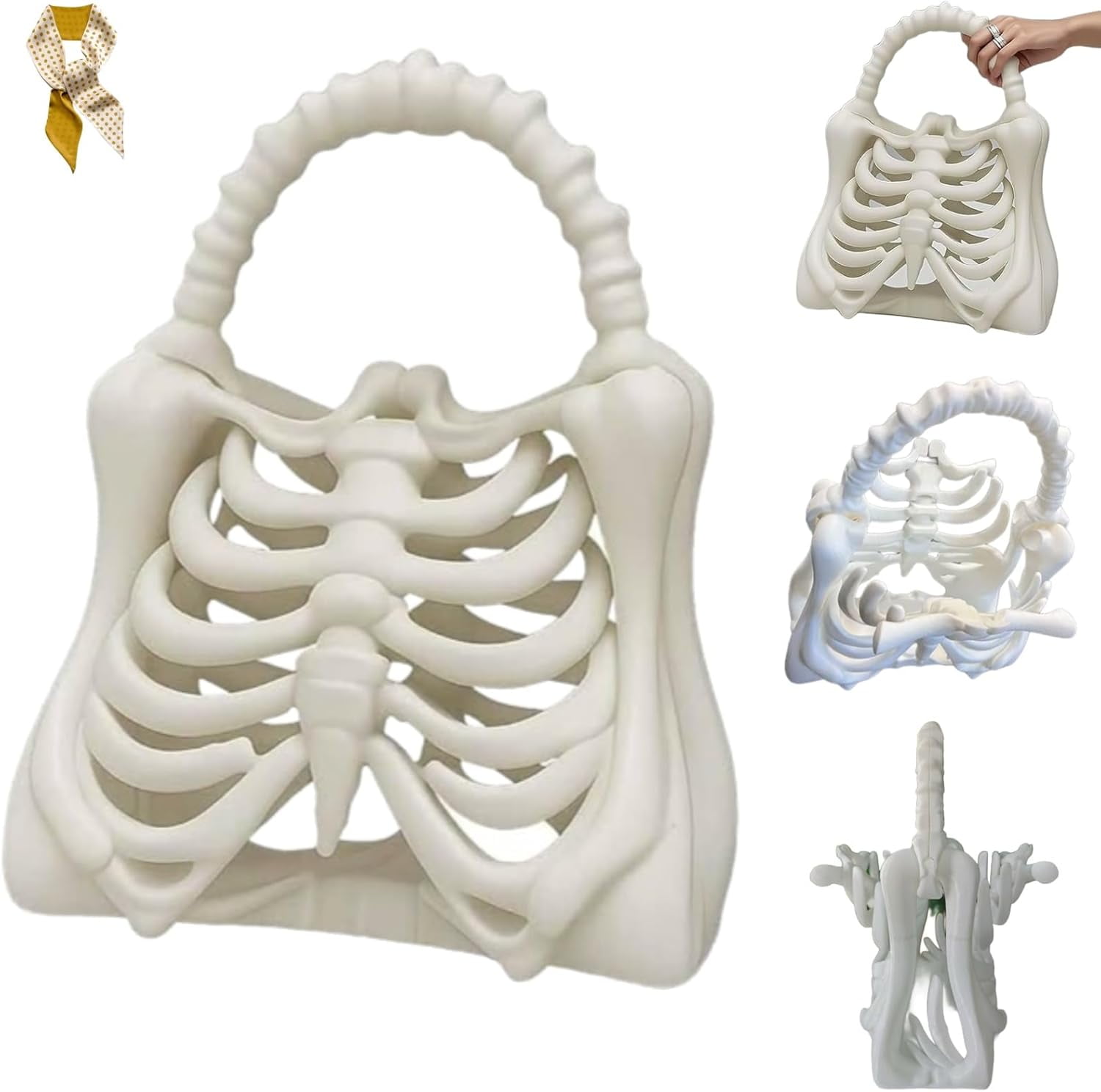 3D Printed Skeleton Bone Bag, Gothic Skeleton Purse Spooky Ribcage ...