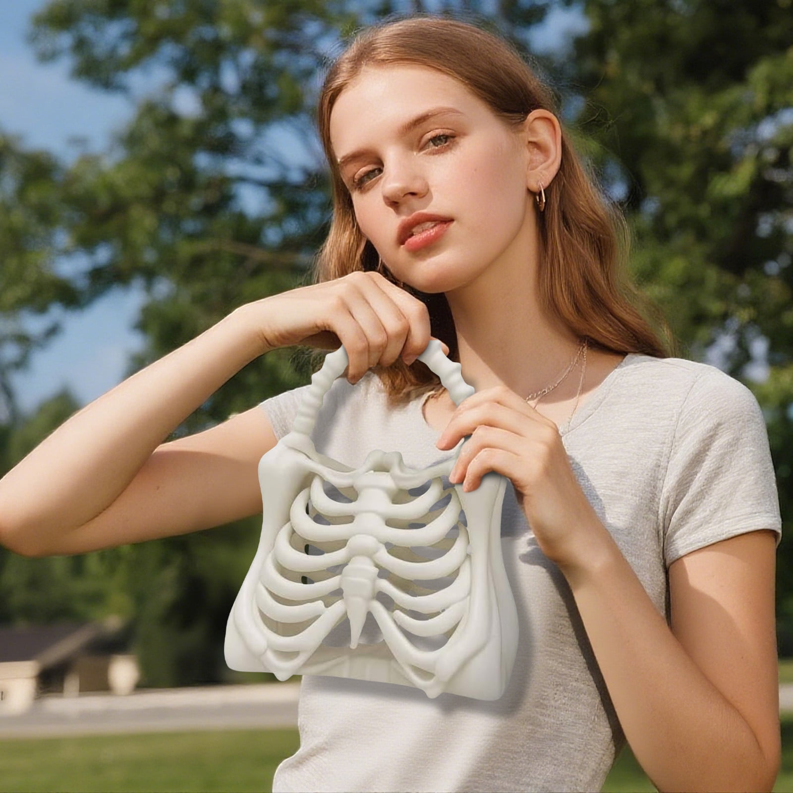 3D Printed Skeleton Bone Bag, Gothic Skeleton Purse Spookys Ribcage ...