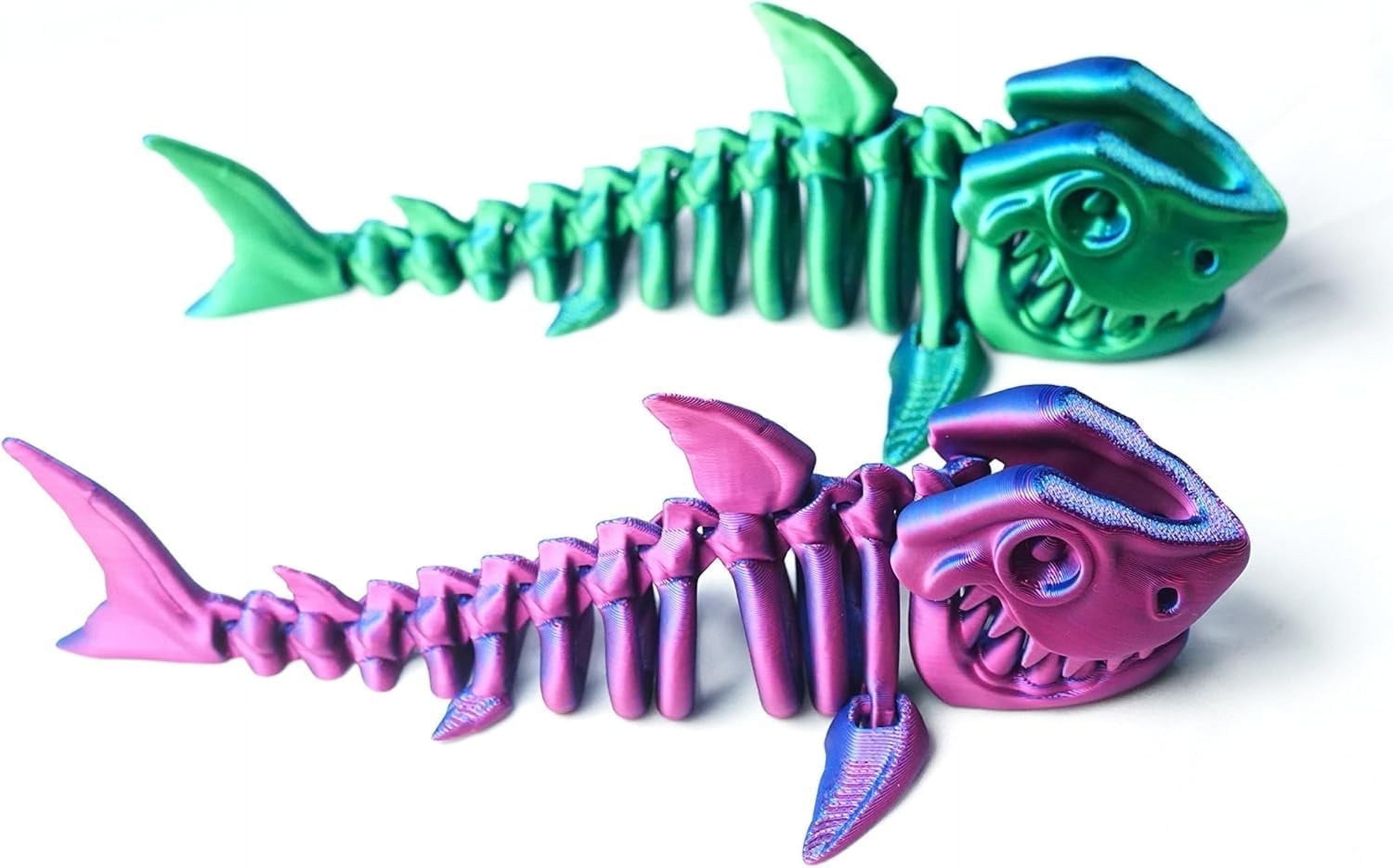 2PCS 3D Printed Skeleton Shark,Fidget Toys,Flexible Articulated Mystery ...