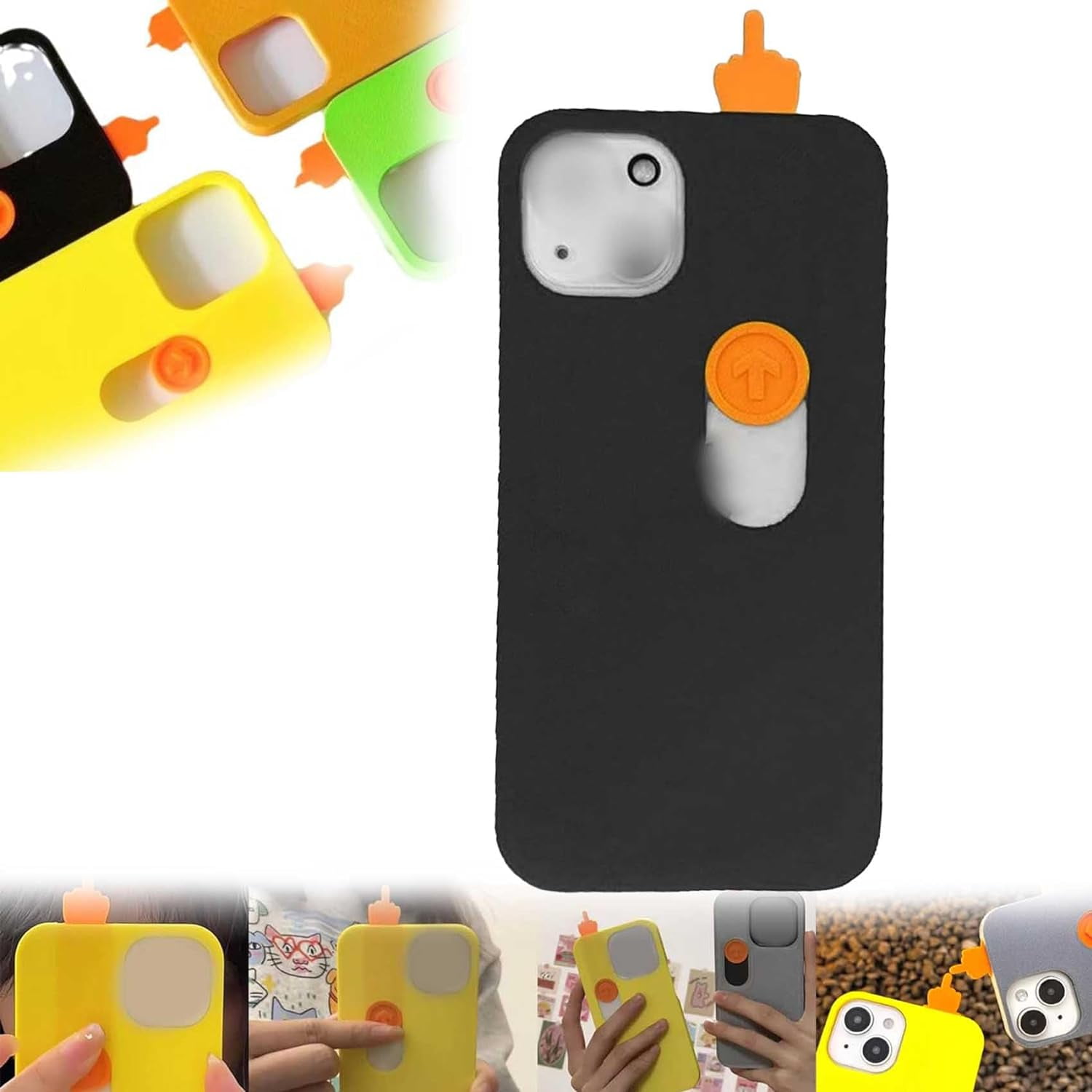 3D Printed Sliding Finger Phone Case Toy, Creative Provocative Gesture ...
