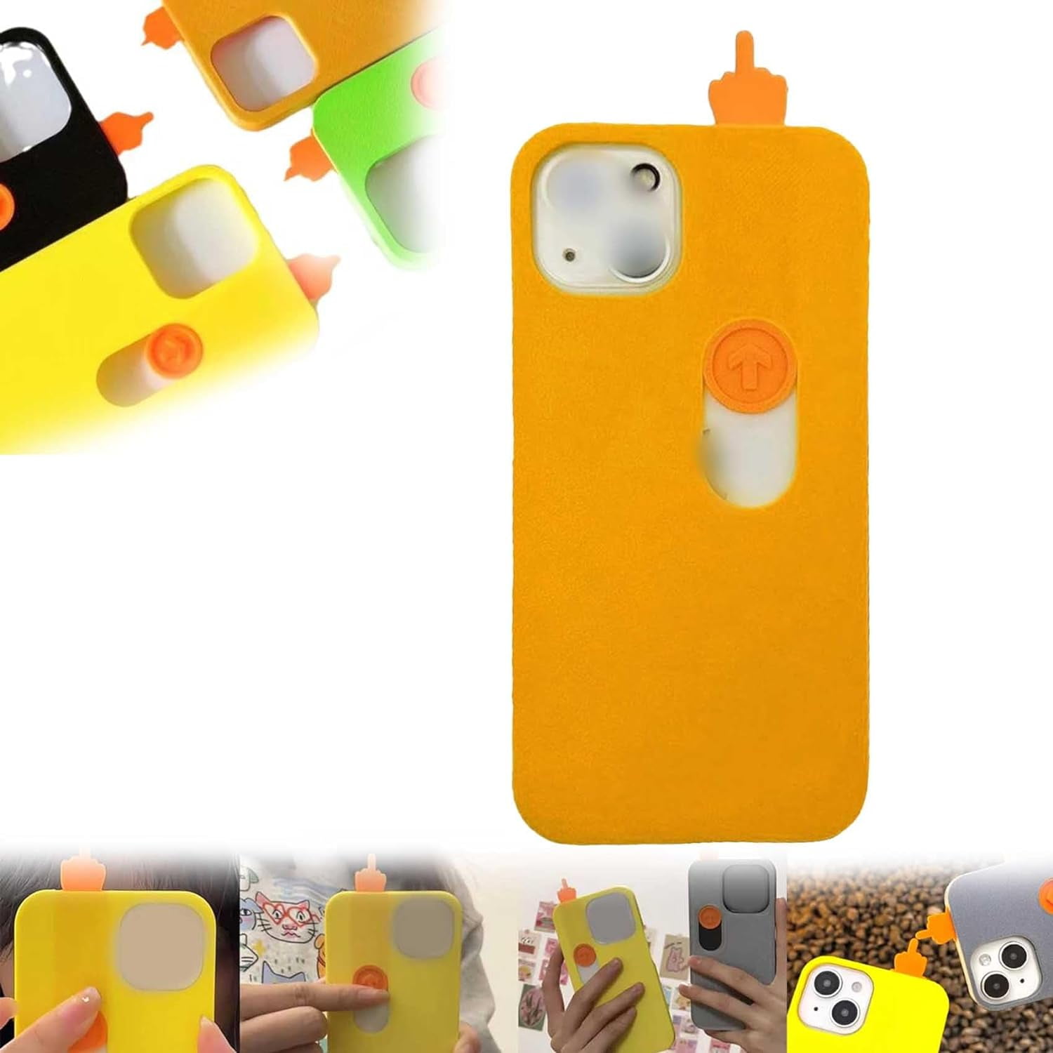 3D Printed Sliding Finger Phone Case Toy, Creative Provocative Gesture ...