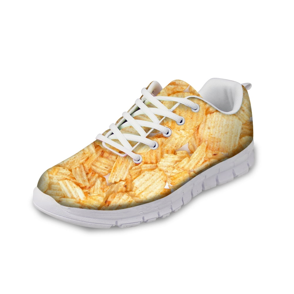3D Printed Snacks Women Leisure Sneaker Creative Potato Chips Pancakes ...