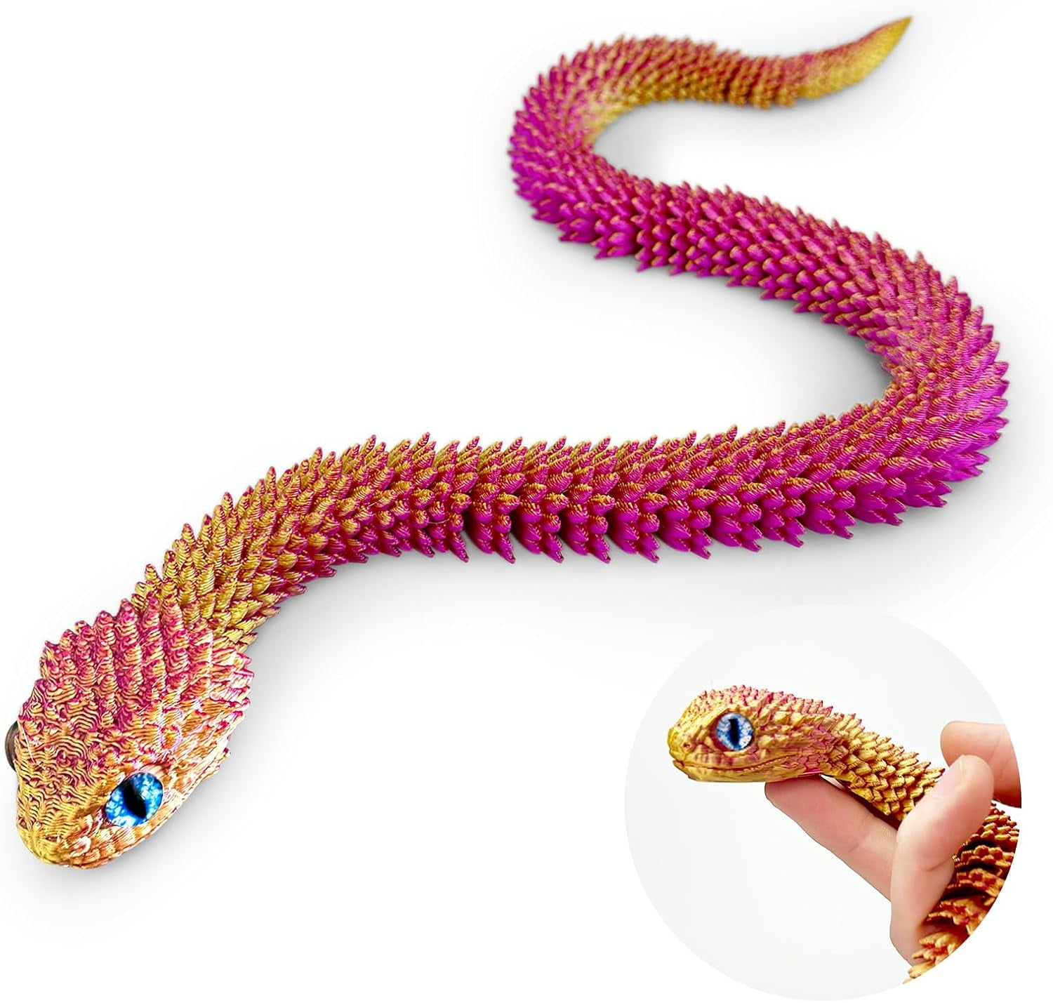 3D Printed Snake Animals Toys, Articulated Flexible 3D Printed Viper ...