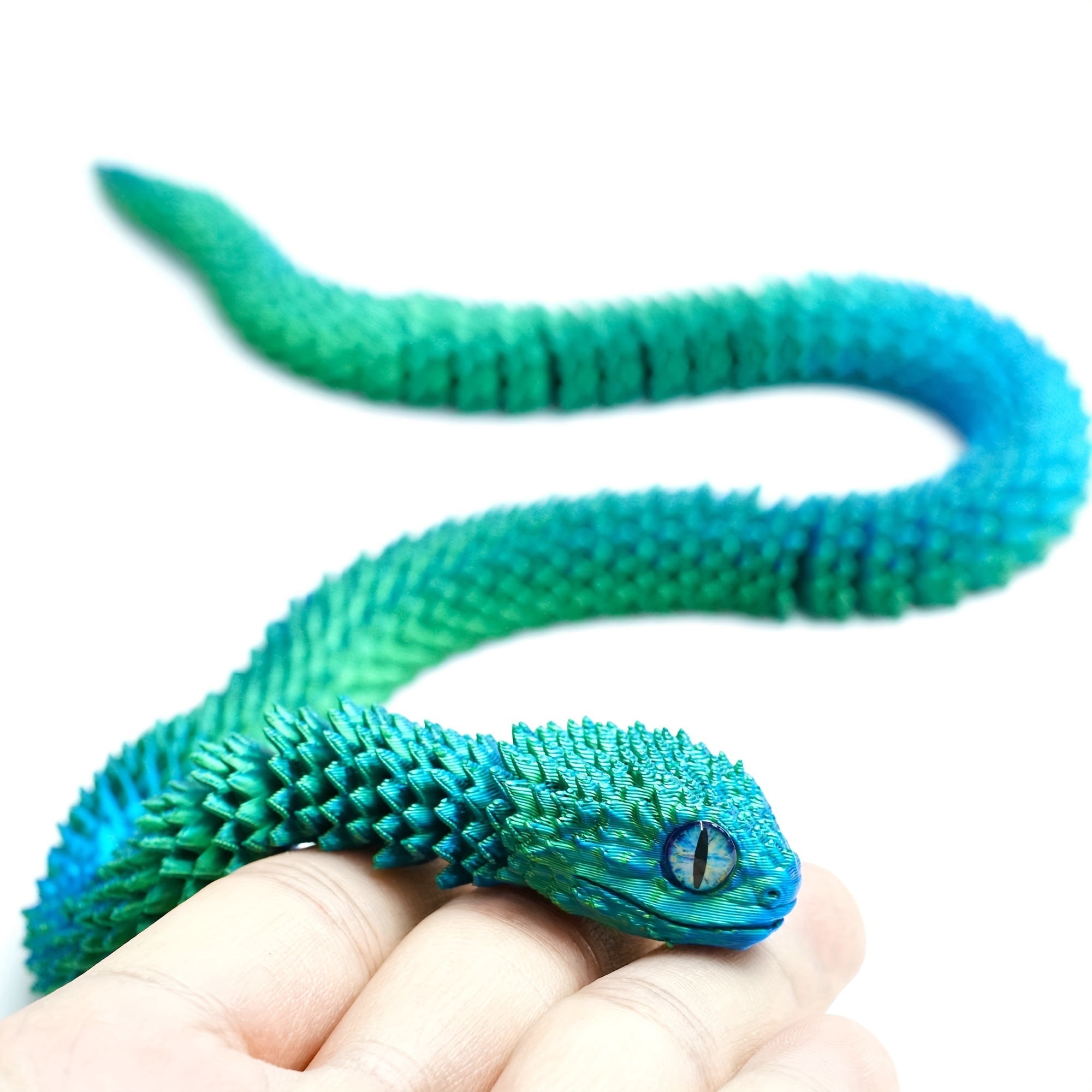 3D Printed Snake Model with Eyes, Flexible Animal Statue, Movable ...