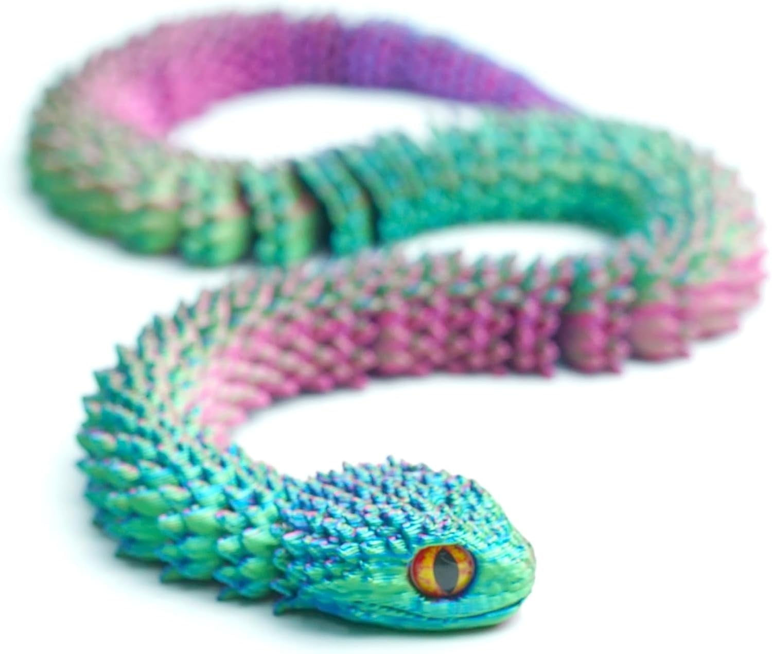3D Printed Snake Model with Eyes, Flexible Animal Statue, Movable ...