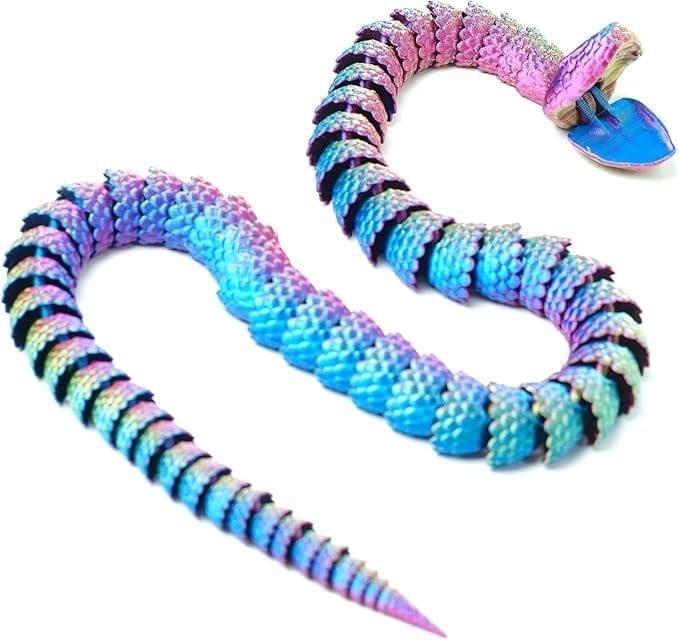3D Printed Snake Model,Flexible Animals Toy Statue,Movable Joints,Home ...