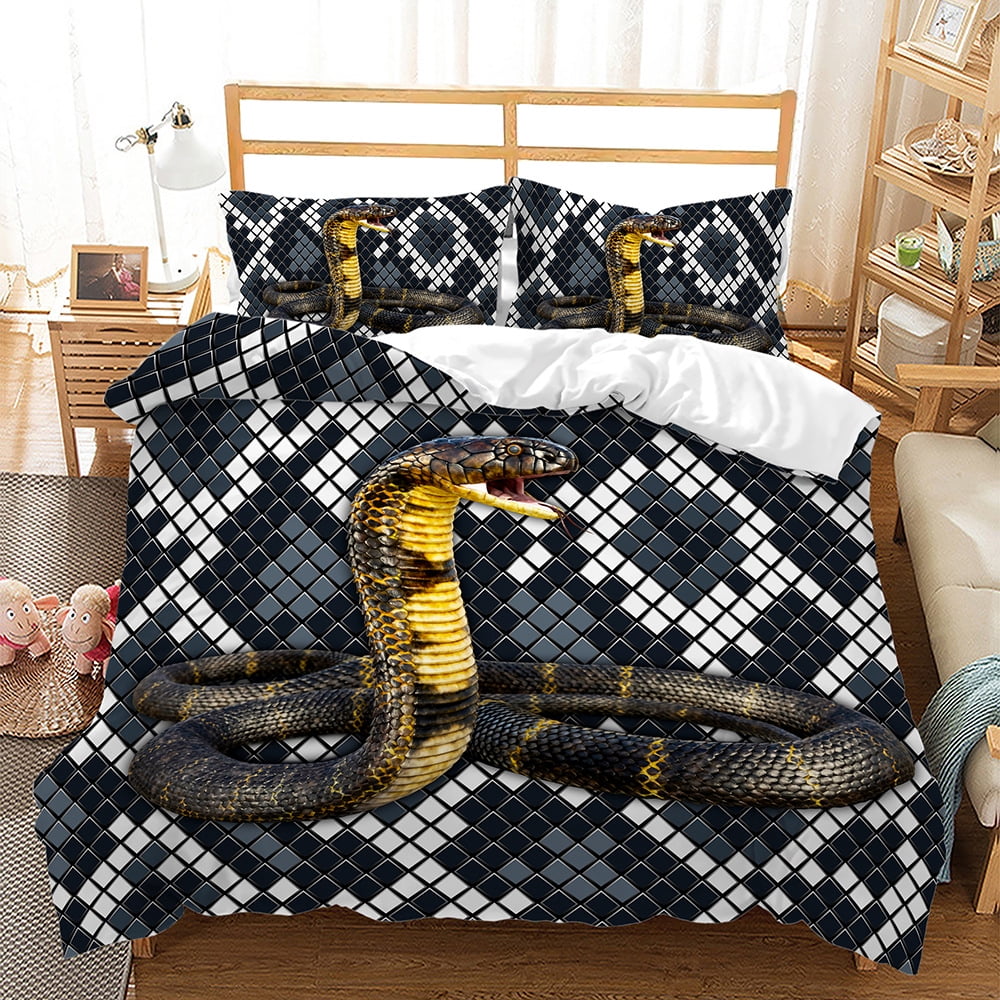 3D Printed Snake Pattern Cozy Duvet Cover, Microfiber Soft Bedding Set ...