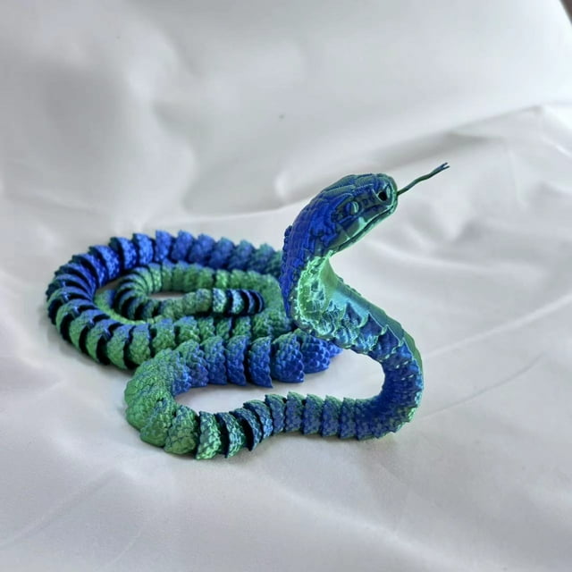 3D Printed Snake Toys Flexible Joints Home Desktop Ornament, Blue+Green ...