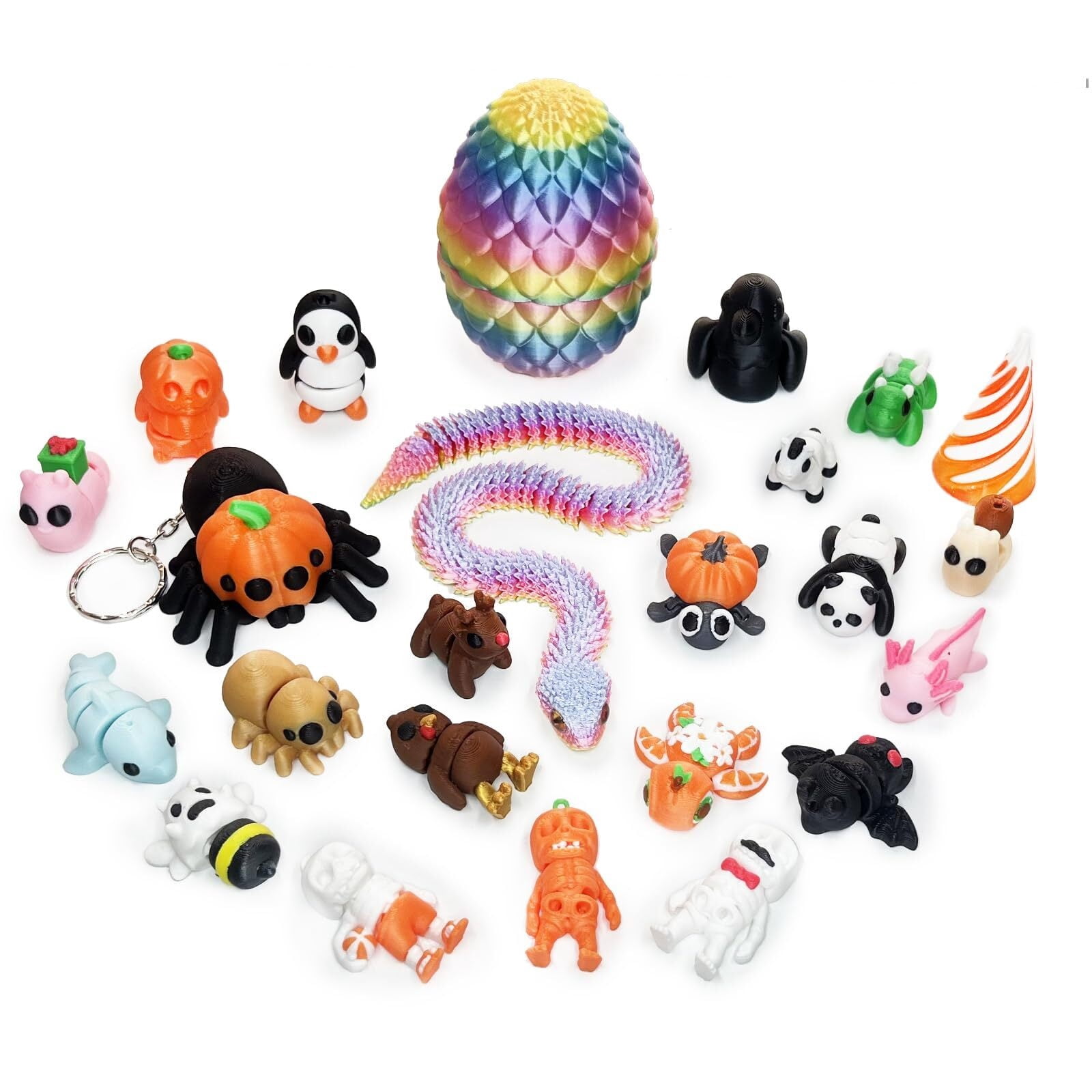 3D Printed Snake and Animal 3D Inside Egg Articulating Fidget, Bathroom ...