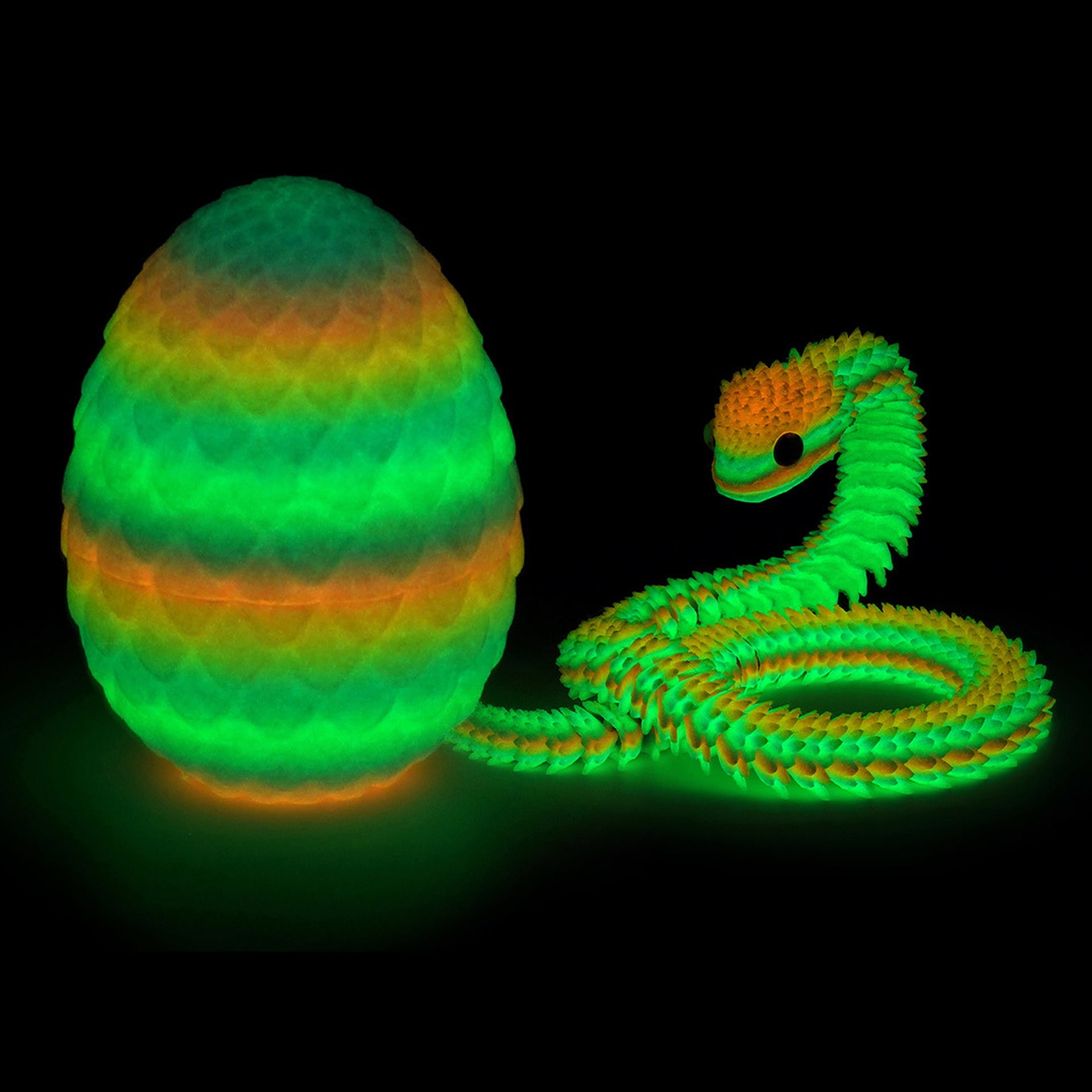 3D Printed Snake with Egg,12inch Dragon Egg ,Easter Egg ，Articulated ...