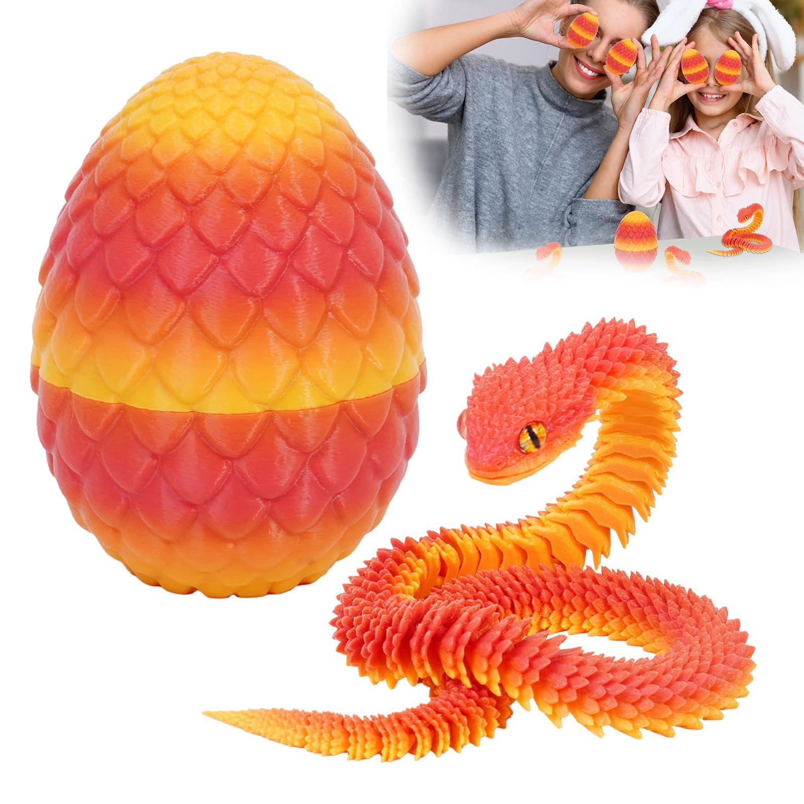 3D Printed Snake with Egg 3D Snake Eggs with Snake Inside Crystal ...