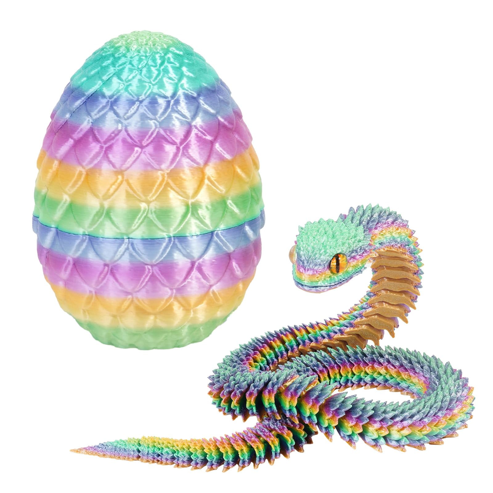 3D Printed Snake with Egg, Easter Egg, Articulated Snake in Egg ...