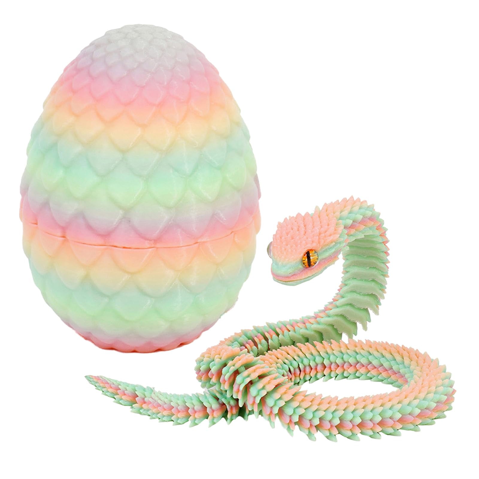 3D Printed Snake with Egg, Easter Egg, Articulated Snake in Egg ...