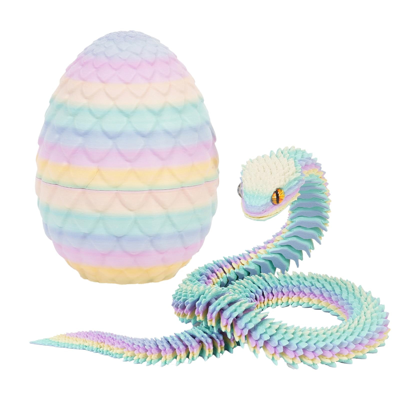 3D Printed Snake with Egg, Easter Egg, Articulated Snake in Egg ...