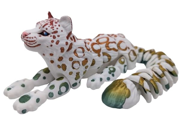 3D Printed Snow Leopard - Articulated Multicolor Fidget Toy (Dark ...