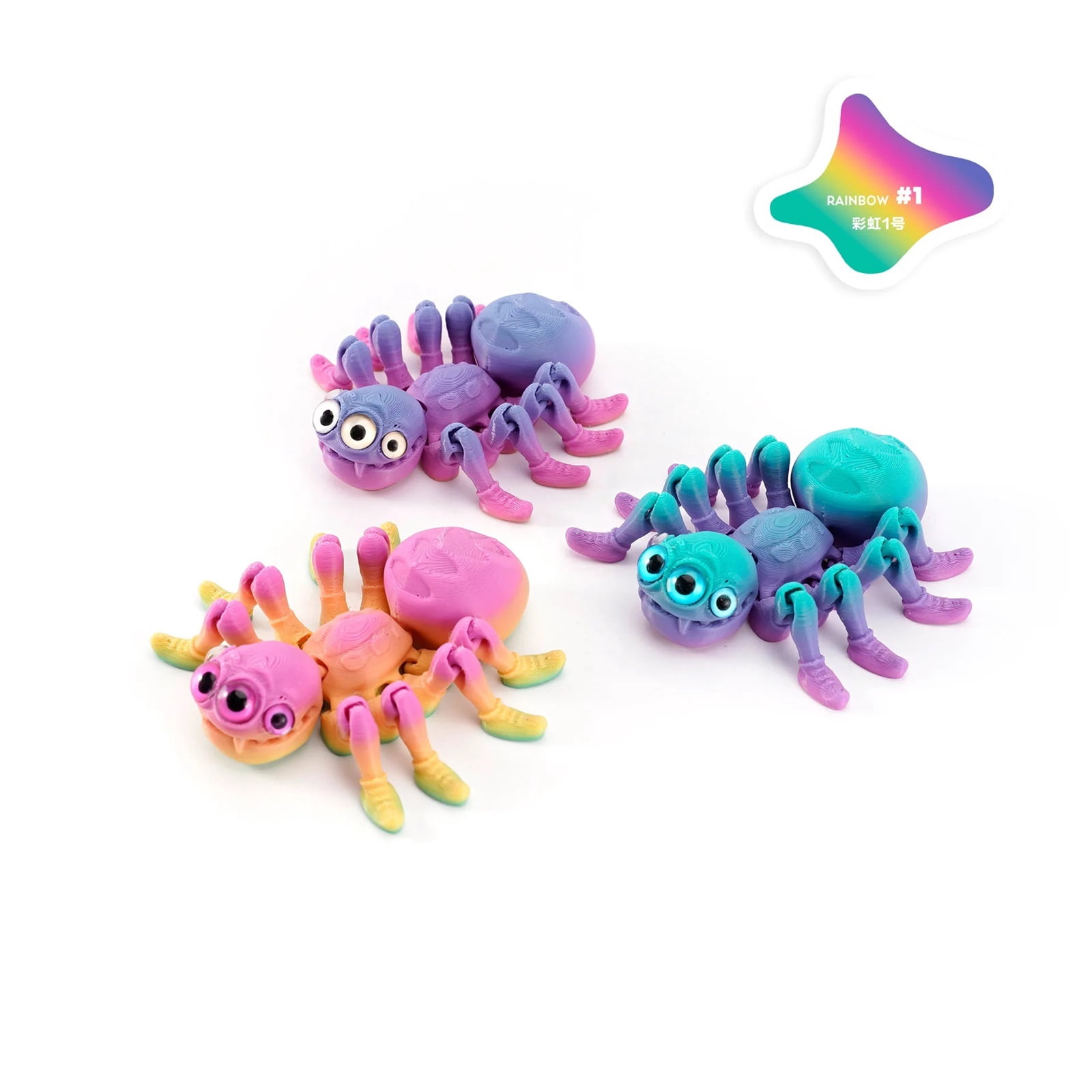 3D Printed Spider Fidget Realistic Colorful Spider Figurine Articulated ...