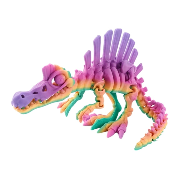 3D Printed Spinosaurus Dinosaur Skeleton Mini, Articulated Rainbow ...